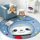 SAFAVIEH Carousel Kids Happy Sloth Astronaut Area Rug, Blue/Grey, 5'3 ...