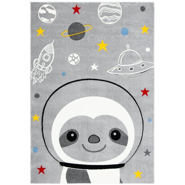SAFAVIEH Carousel Kids Happy Sloth Astronaut Area Rug, Grey/Ivory, 3'3 ...