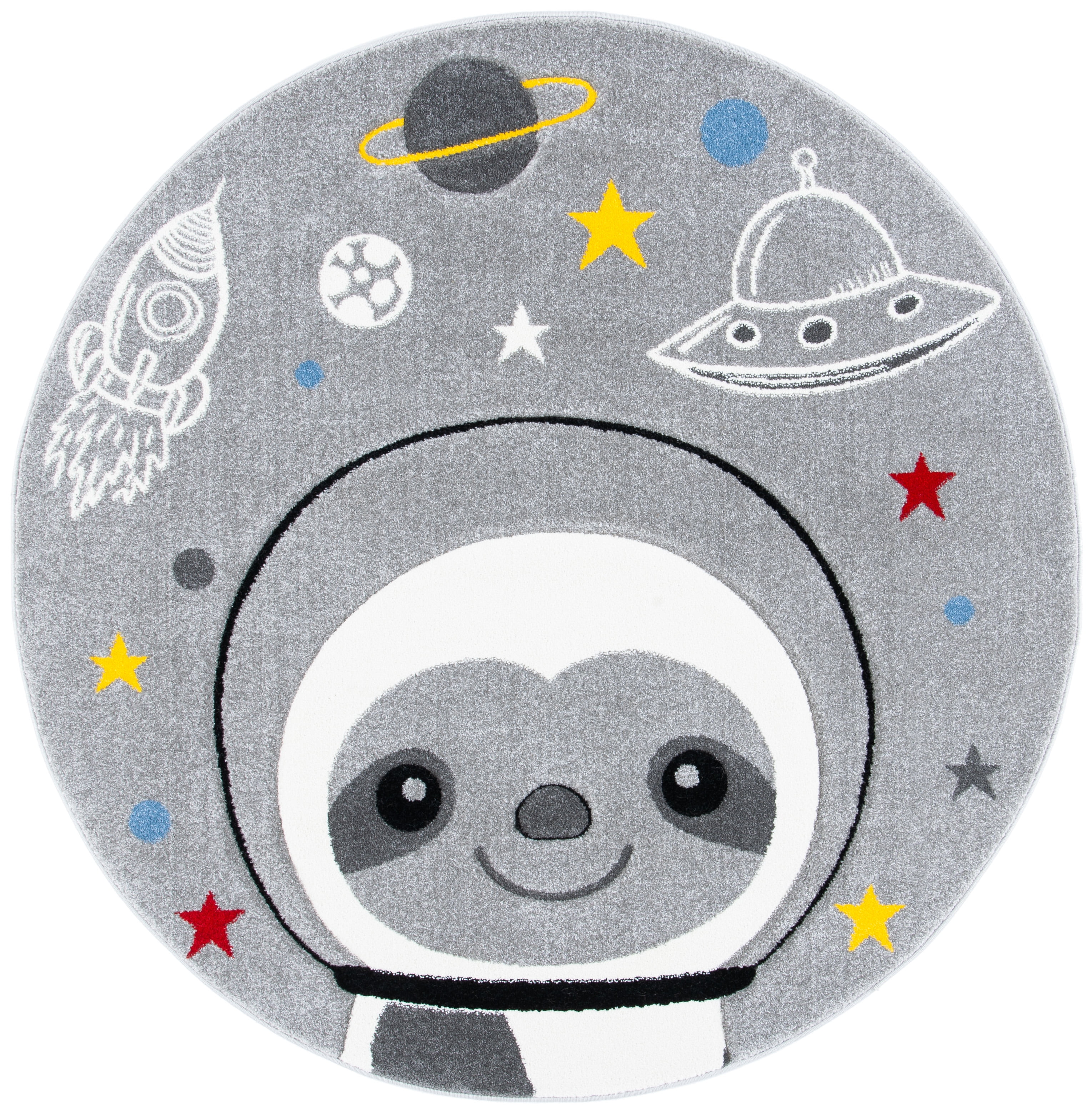 SAFAVIEH Carousel Kids Happy Sloth Astronaut Area Rug, Grey/Ivory, 3' x ...
