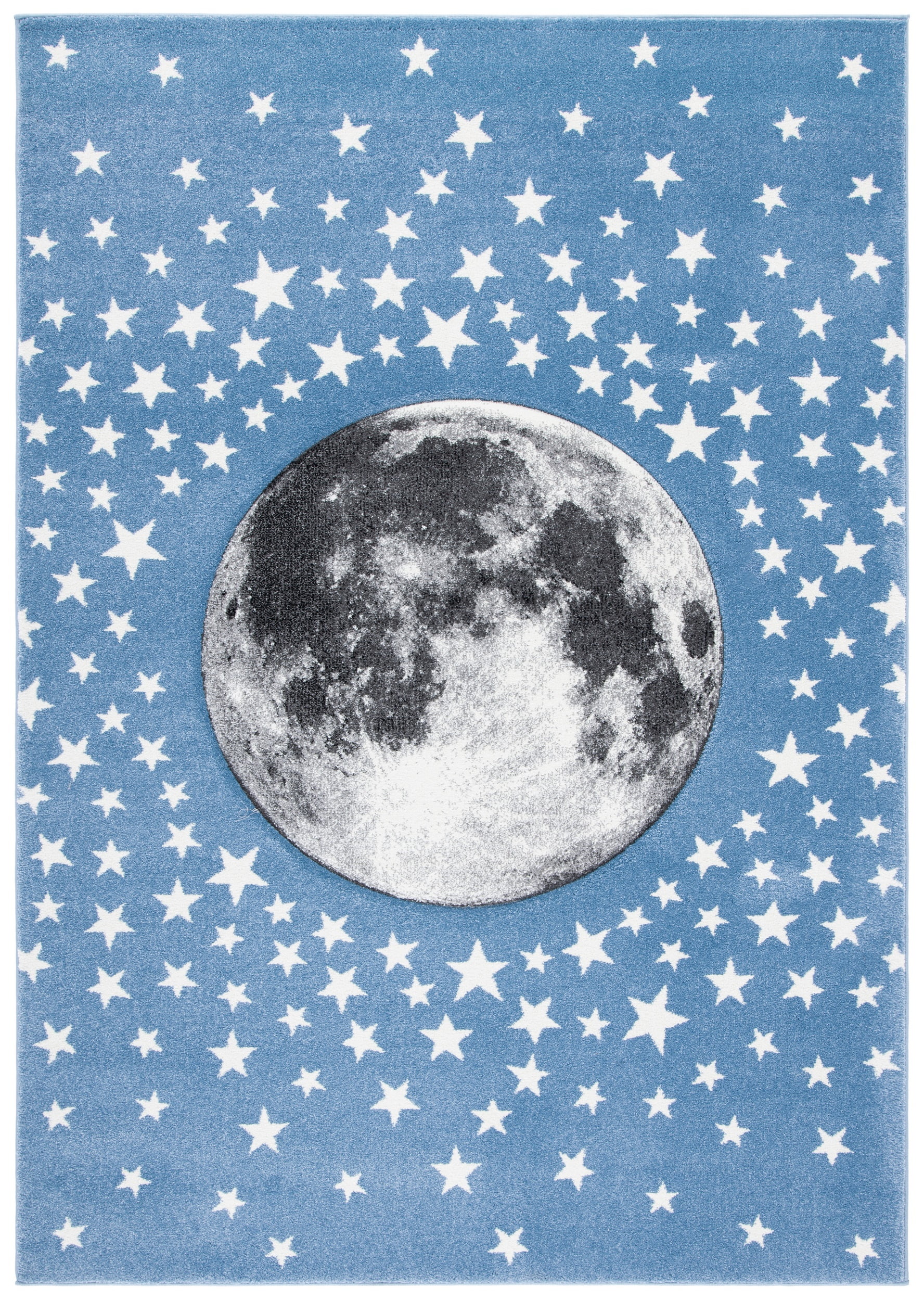 SAFAVIEH Carousel Kids Moon in the Stars Area Rug, Light Blue/Grey, 3'3 ...