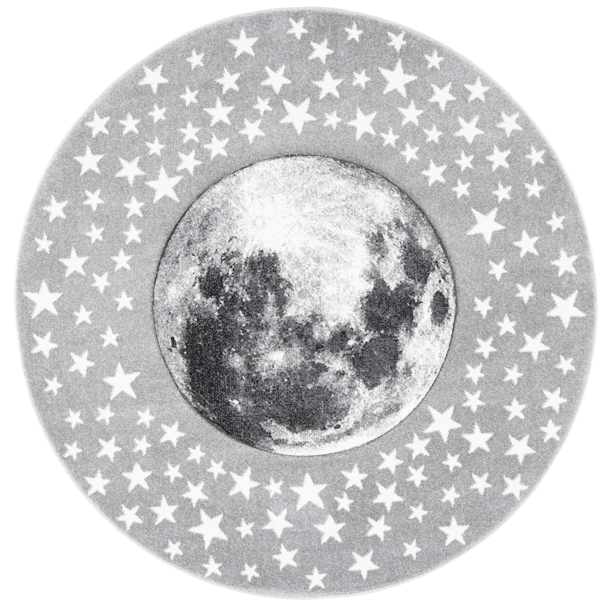 SAFAVIEH Carousel Kids Moon in the Stars Area Rug, Light Grey/White, 3 ...