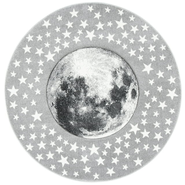 SAFAVIEH Carousel Kids Moon in the Stars Area Rug, Light Grey/White, 3 ...