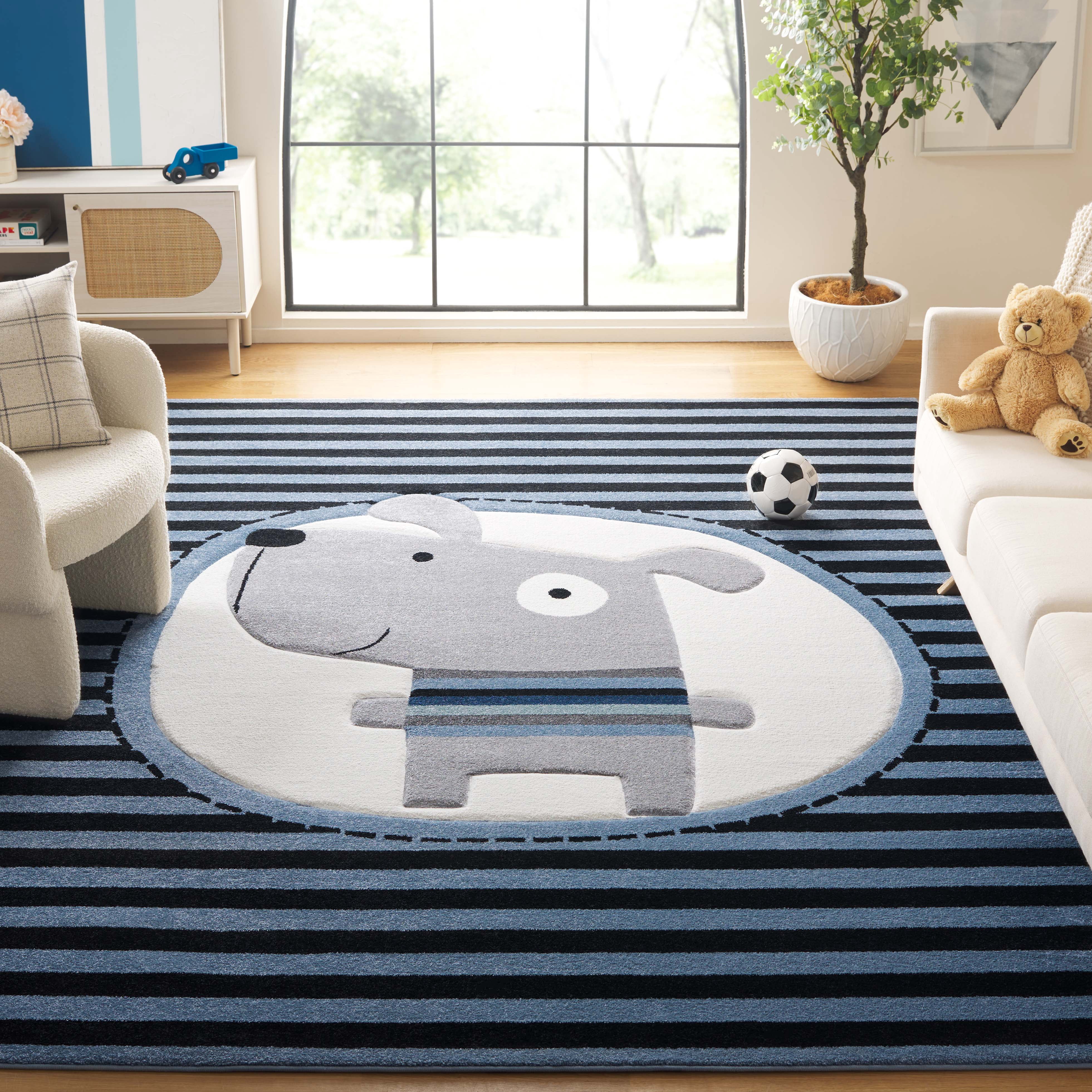 SAFAVIEH Carousel Kids Orpa The Dog Area Rug, Navy/Ivory, 8' x 10 ...