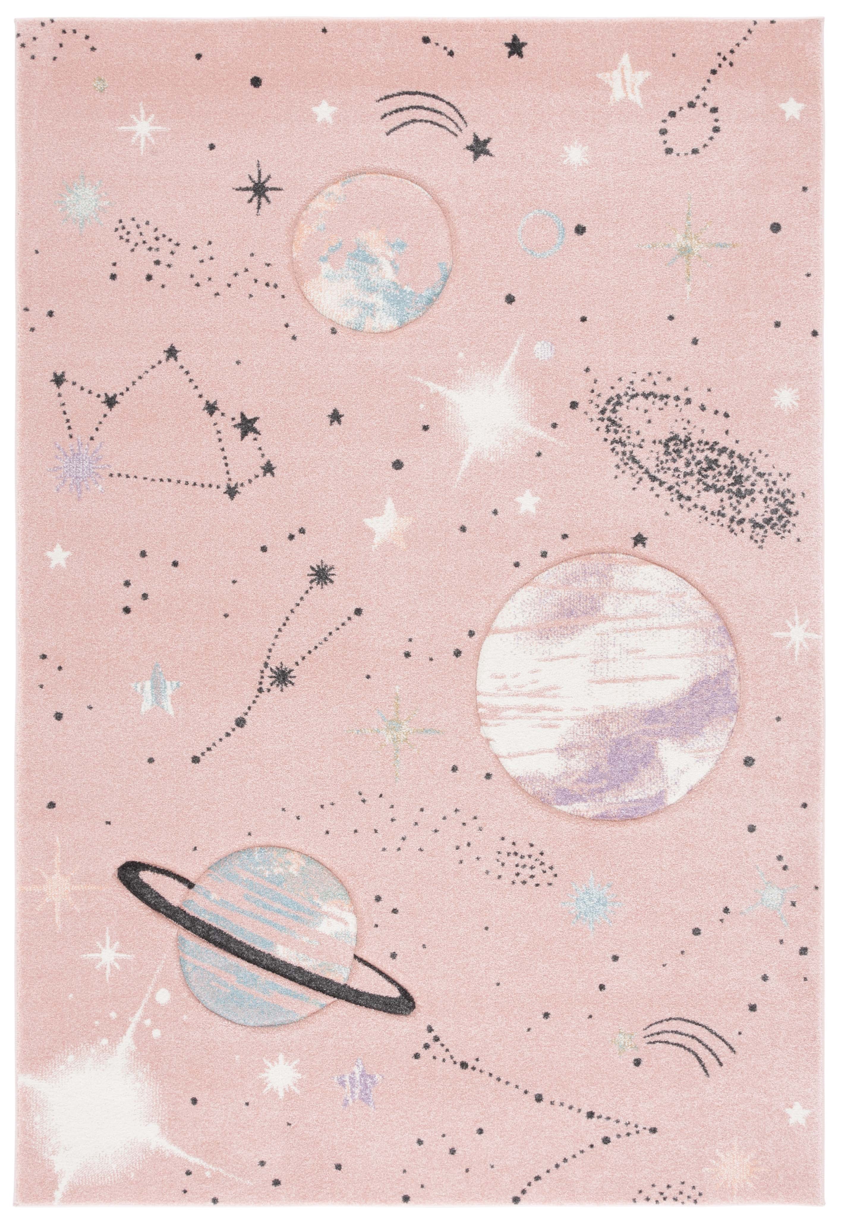 SAFAVIEH Carousel Kids Planets and Stars Area Rug, Pink/Purple, 4' x 6 ...
