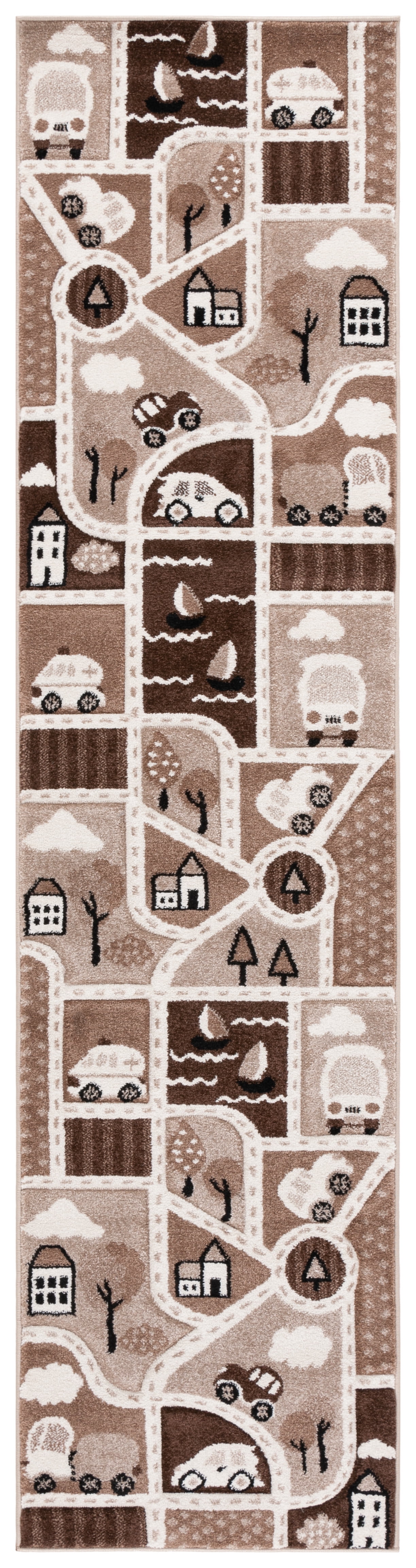 SAFAVIEH Carousel Kids Roadmap to Home Runner Rug, Brown/Beige, 2' x 8 ...