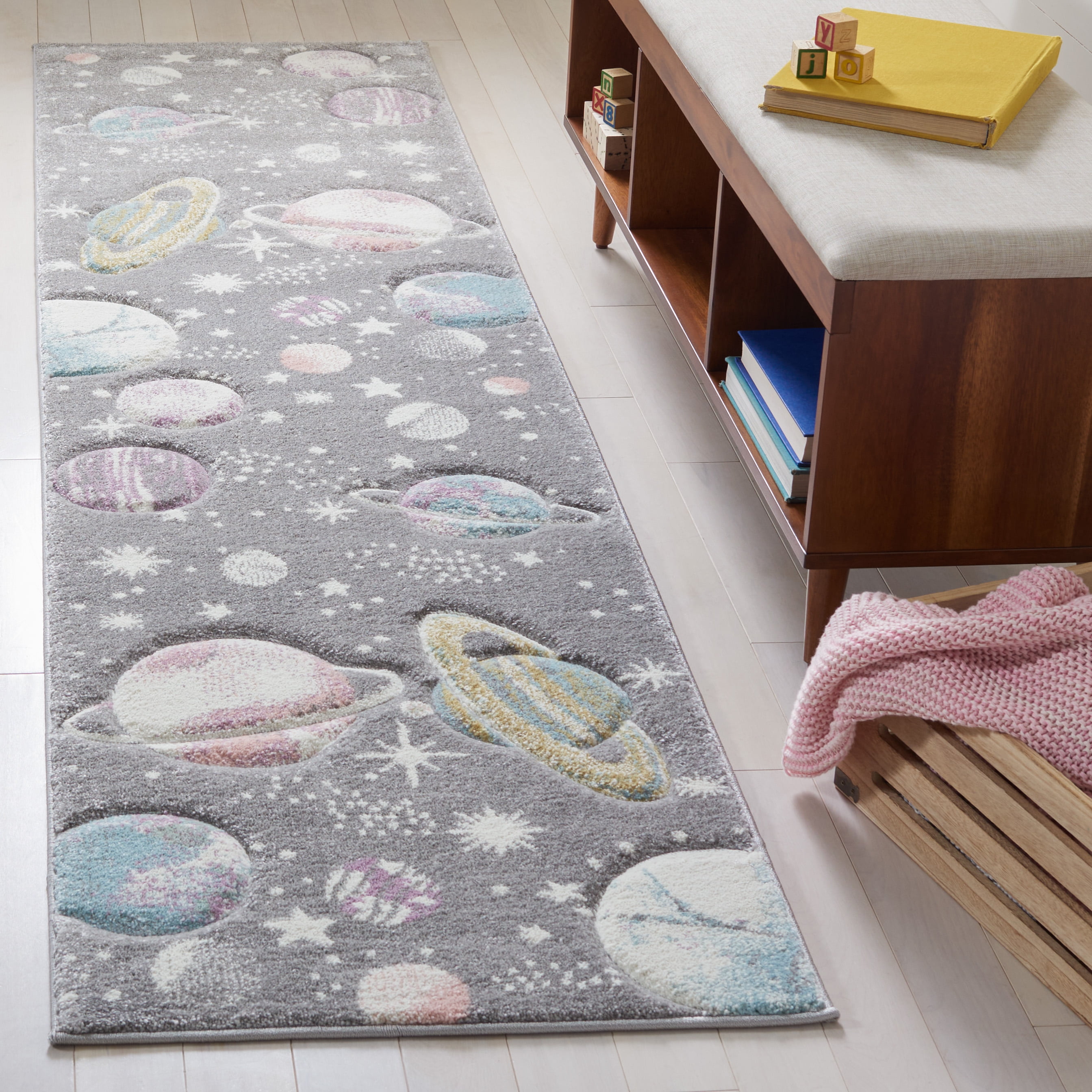 SAFAVIEH Carousel Kids World of Planets Runner Rug, Gray/Lavender, 2'3 ...