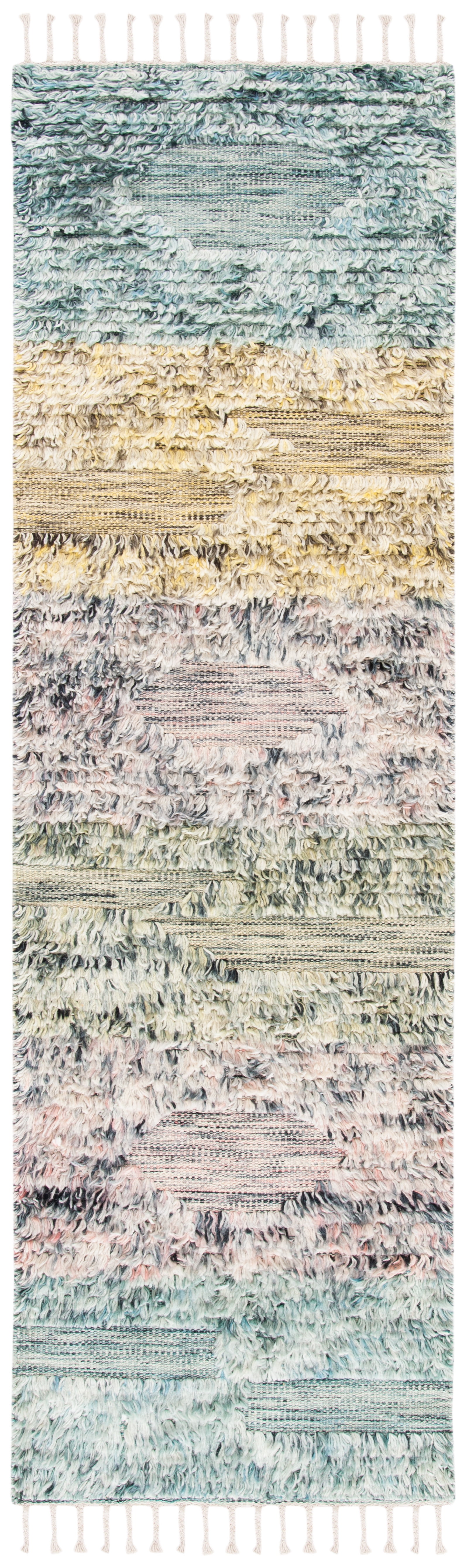 SAFAVIEH Casablanca Aiden Striped Wool Runner Rug, Turquoise/Pink, 2'3 ...