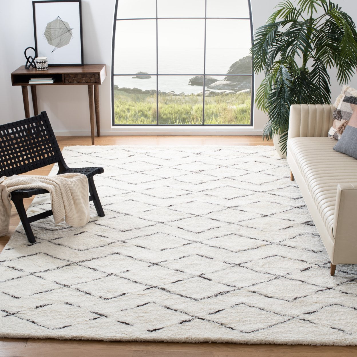 SAFAVIEH Casablanca Arturas Geometric Shag Runner Rug, Ivory/Brown, 2'3" x 8' - Walmart.com