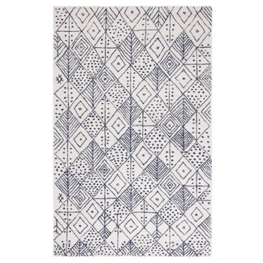SAFAVIEH Novelty NOV605M Handmade Ivory / Blue Wool Area Rug, Kitchen ...