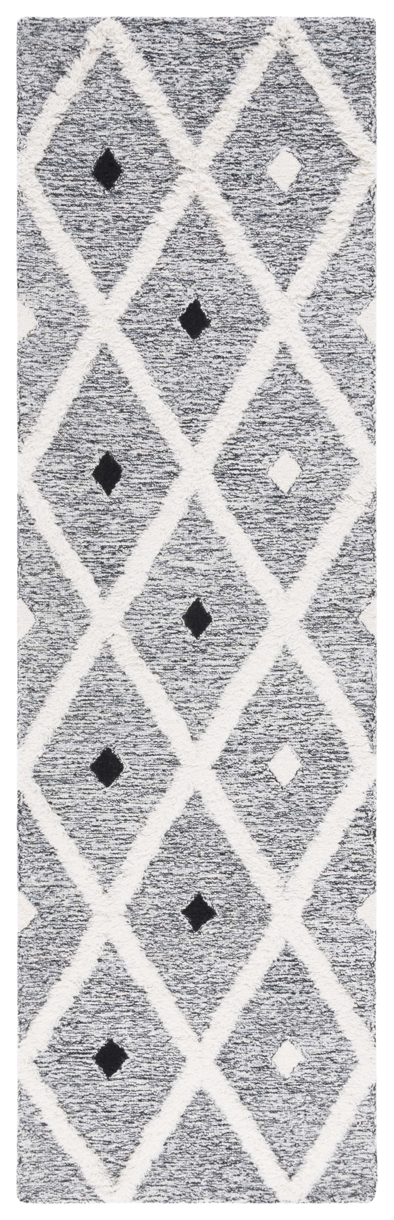 SAFAVIEH Casablanca Cara Diamond Runner Rug, Black/Ivory, 2'3" x 8 ...
