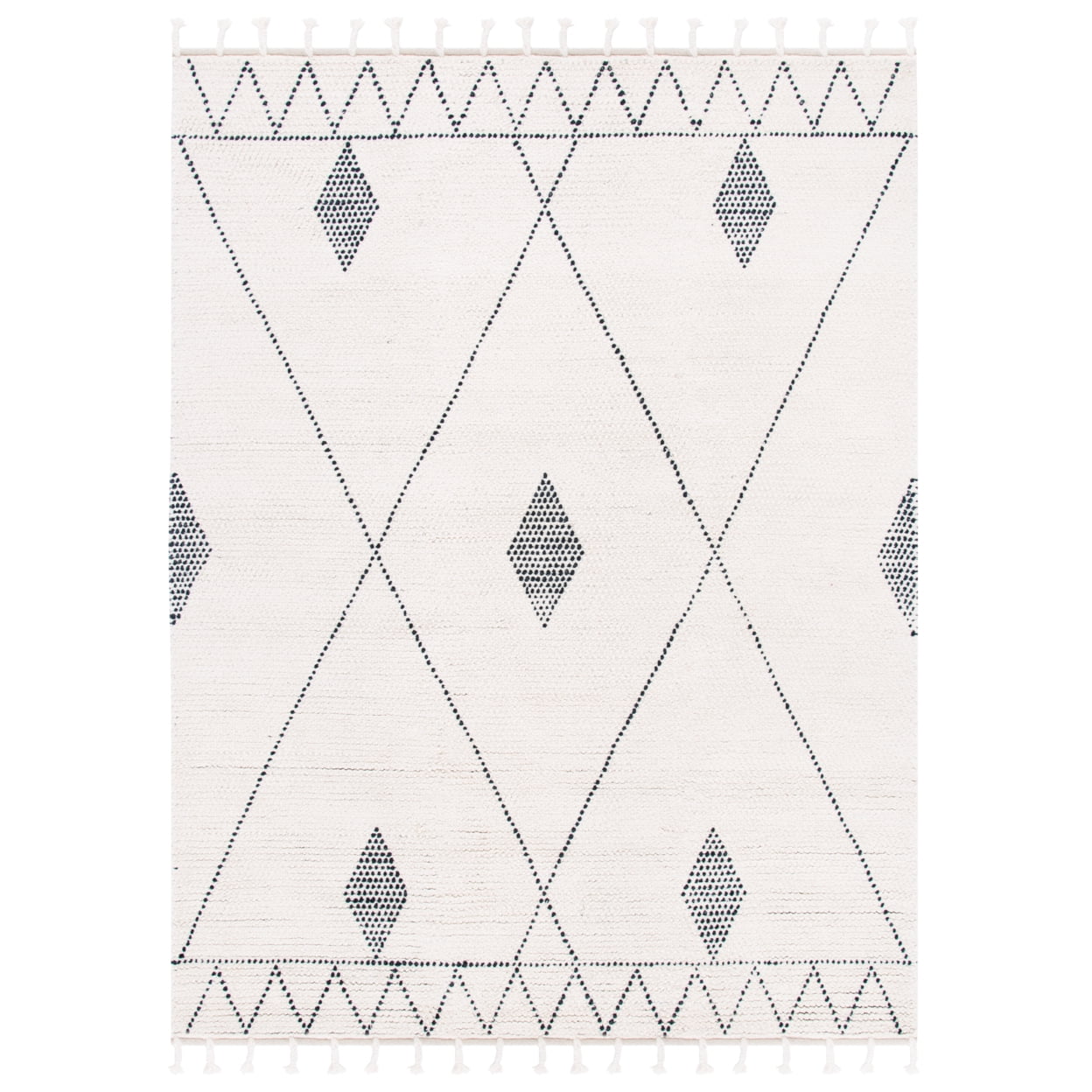SAFAVIEH Casablanca Marnie Diamond Wool Area Rug, Ivory/Black, 10' x 14 ...
