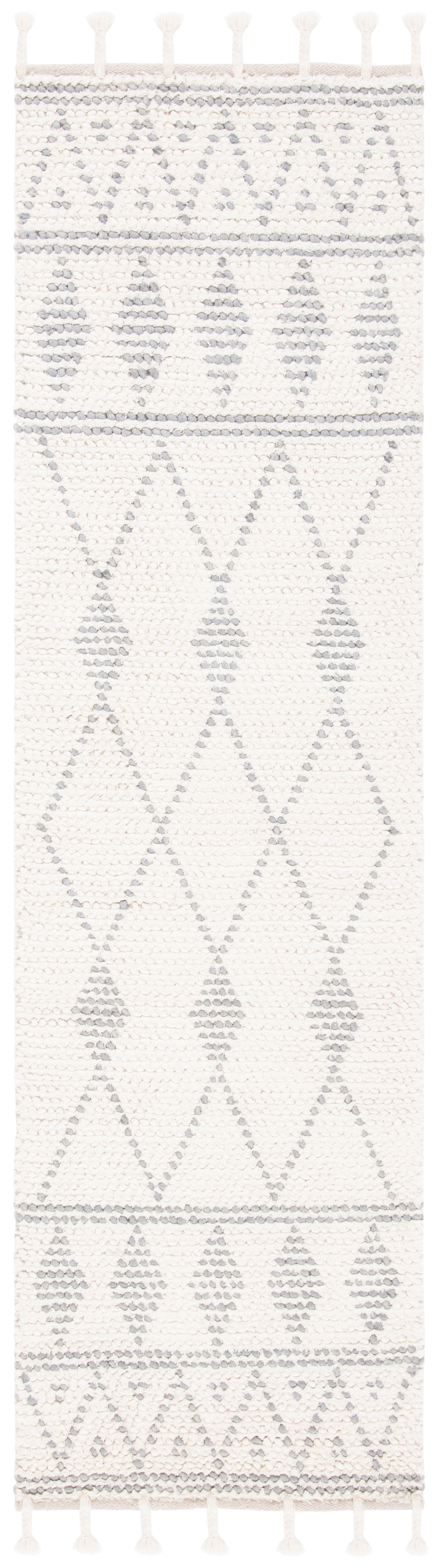 SAFAVIEH Casablanca Norman Diamond Wool Runner Rug, Ivory/Grey, 2'3" x ...