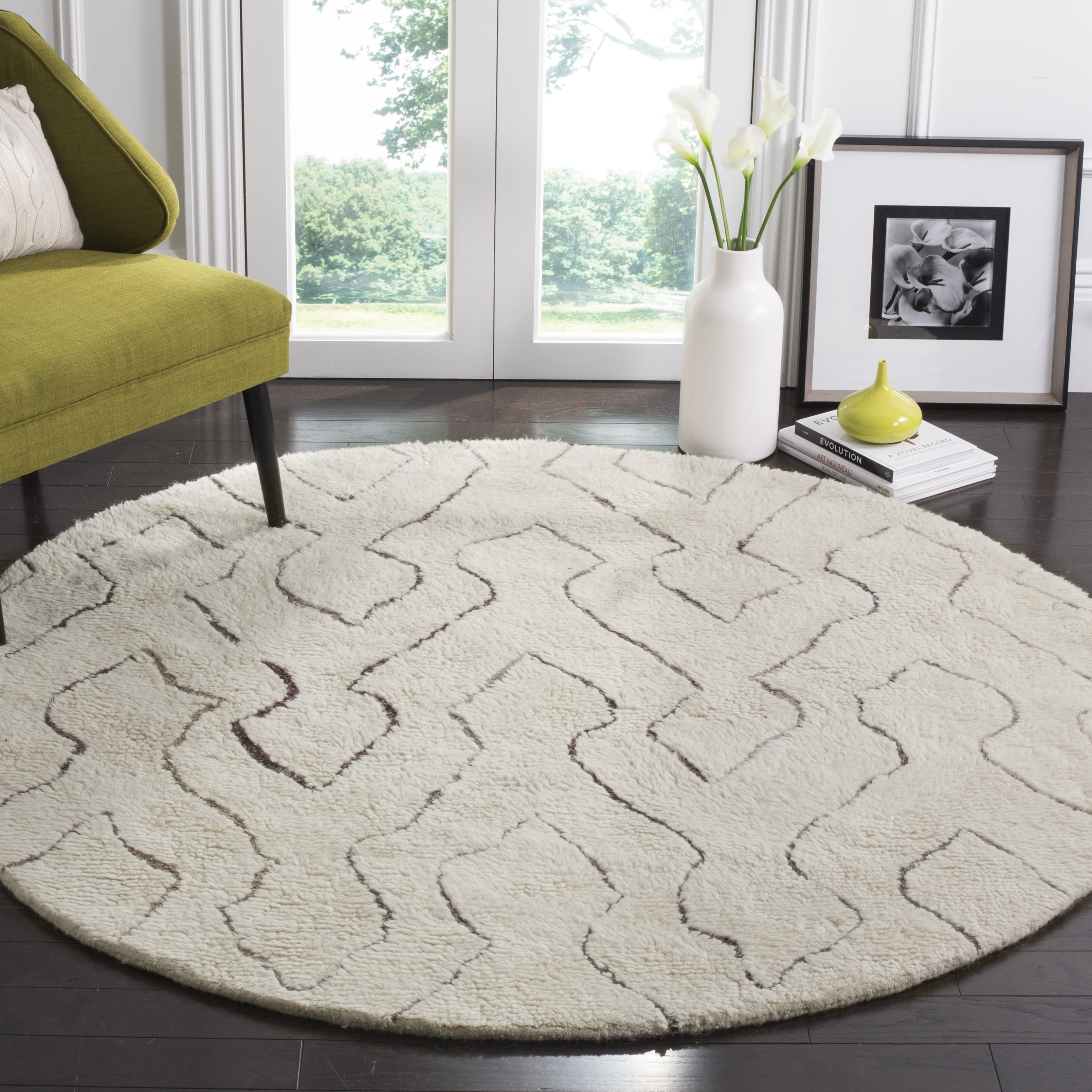 SAFAVIEH Casablanca Rada Abstract Shag Area Rug, Ivory/Multi, 6' x 6 ...