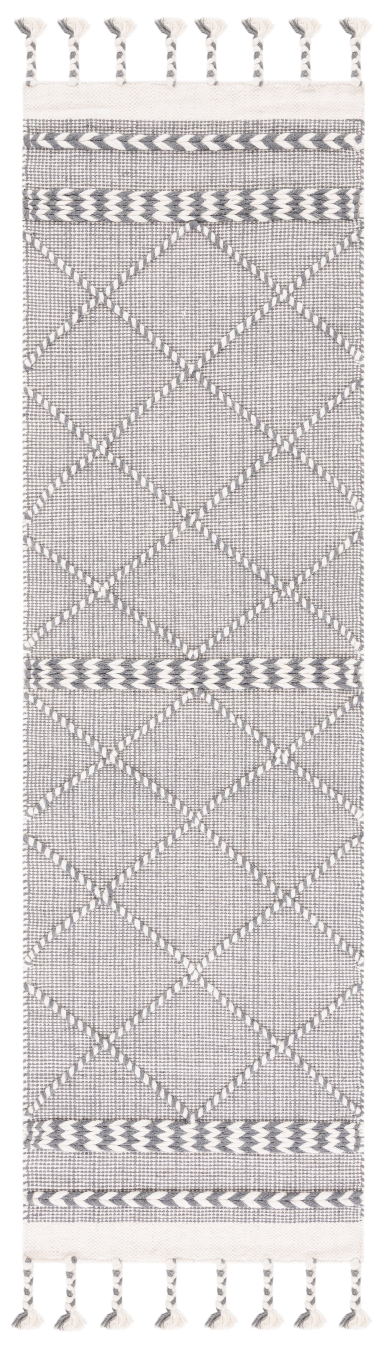 SAFAVIEH Casablanca Roswell Geometric Runner Rug, Grey/Ivory, 2'3" x 8 ...