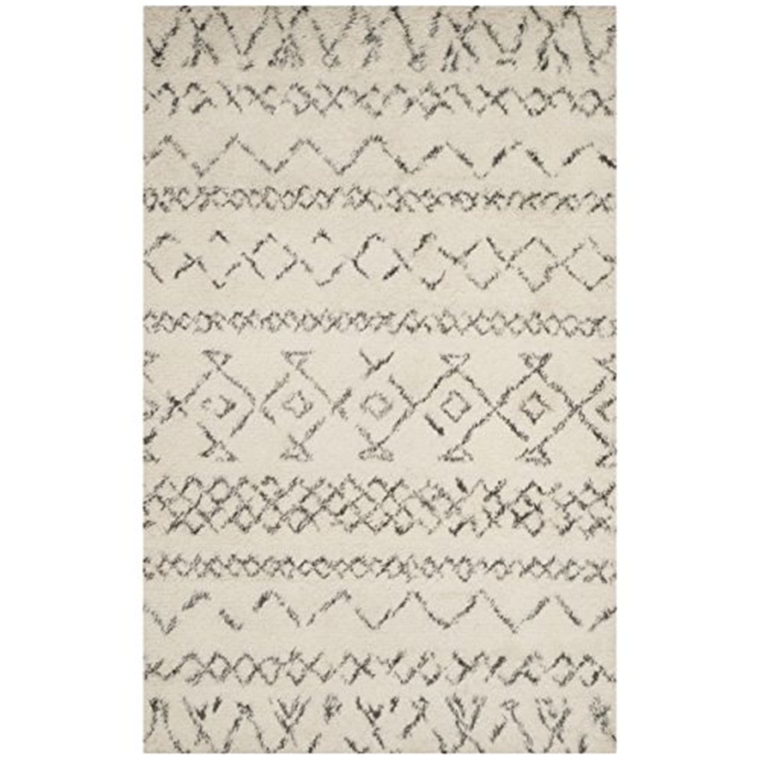 SAFAVIEH Casablanca Roydon Moroccan Shag Area Rug, Ivory/Grey, 5' x 8 ...