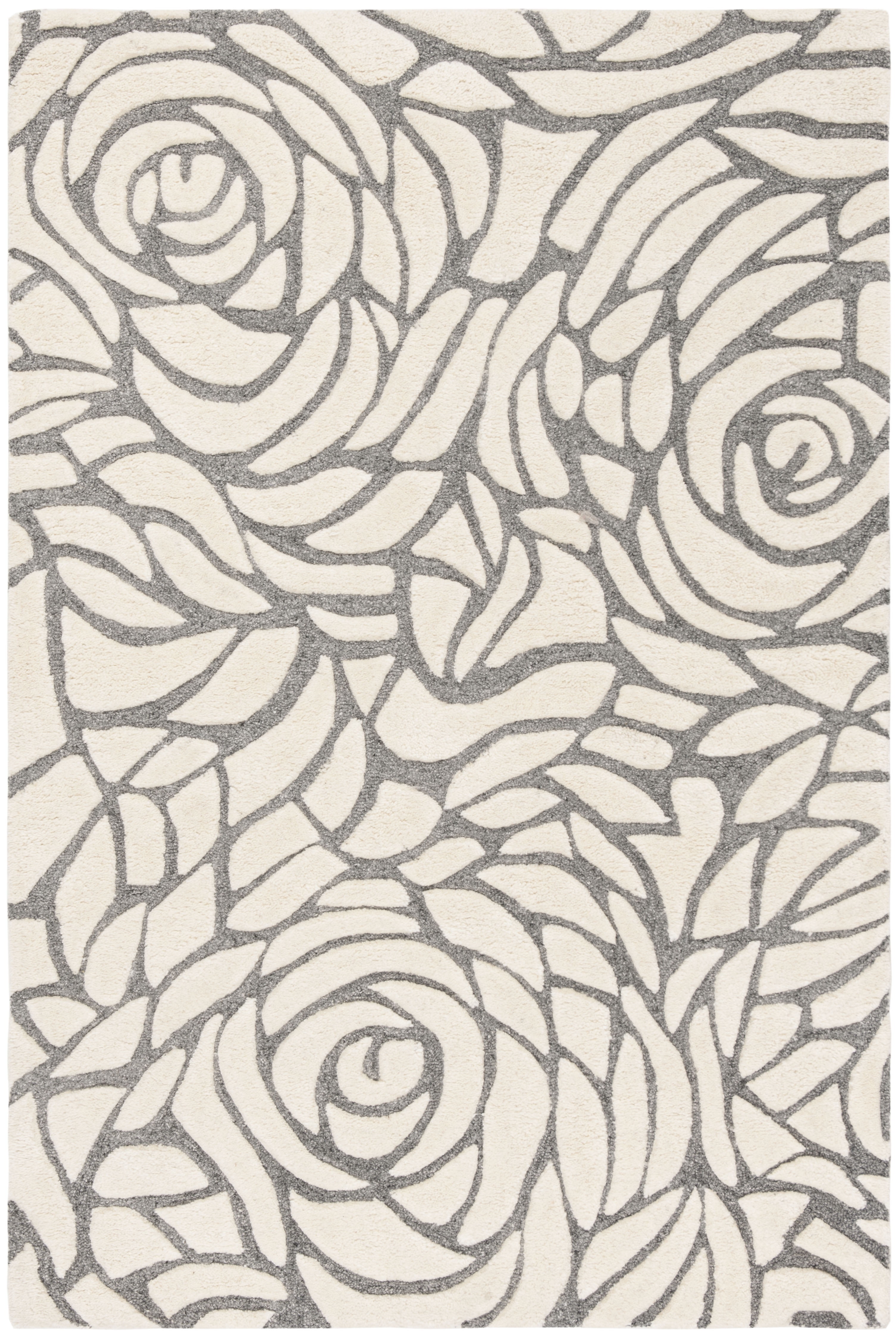 SAFAVIEH Casablanca Yadira Floral Shag Area Rug, Ivory/Grey, 4' x 6 ...