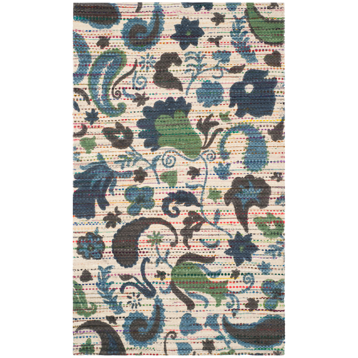 SAFAVIEH Cedar Brook Philander Paisley Cotton Area Rug, Blue/Multi, 5 ...
