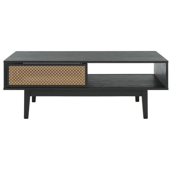 SAFAVIEH Ceu Contemporary 2 Door Coffee Table, Black/Gold (43.3 in. W x ...