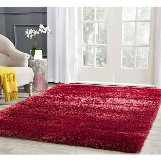 SAFAVIEH Charlotte Solid Plush Shag Area Rug, Red, 5'1" x 7'6 ...