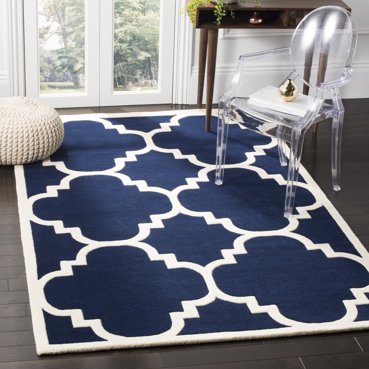 SAFAVIEH Chatham CHT730C Handmade Dark Blue / Ivory Rug - Walmart.com