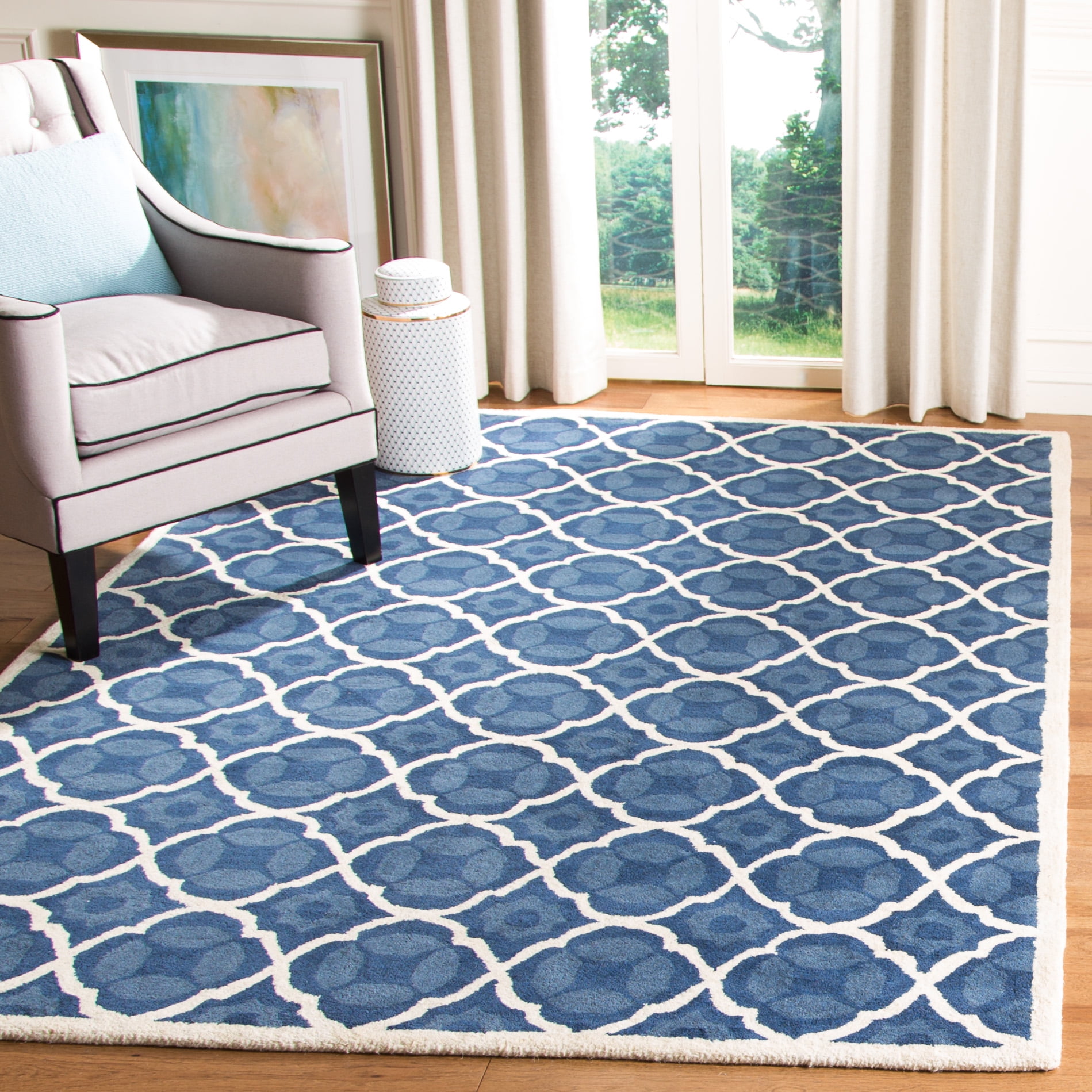 SAFAVIEH Chatham David Geometric Area Rug, Blue/Ivory, 2' x 3 ...