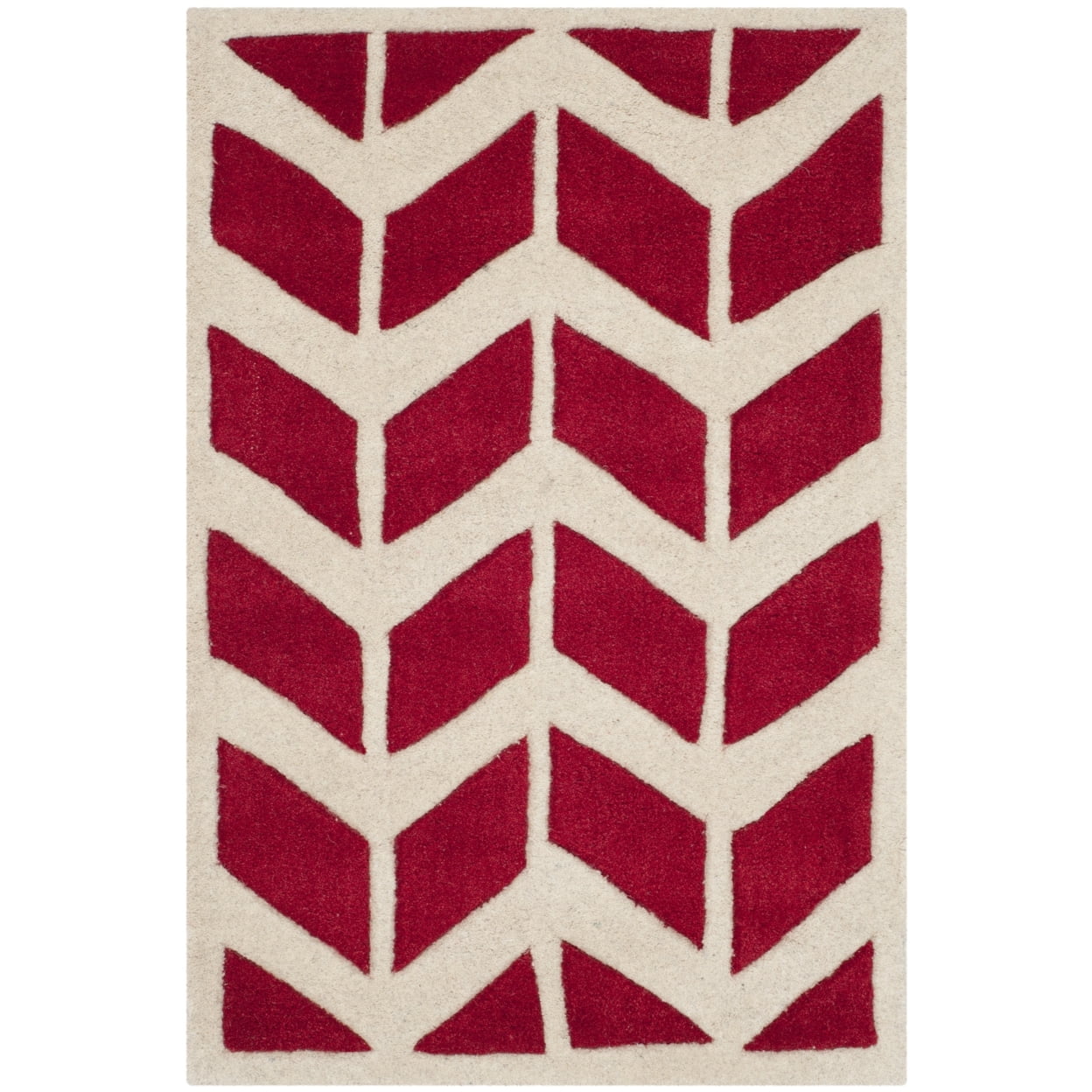 SAFAVIEH Chatham Easton Zigzag Stripes Wool Area Rug, Red/Ivory, 2' x 3 ...