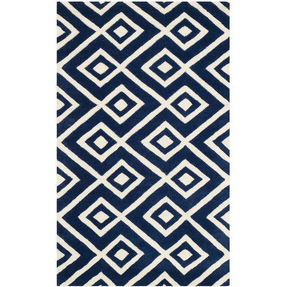 SAFAVIEH Chatham Eric Geometric Wool Area Rug, Dark Blue/Ivory, 2' x 3 ...