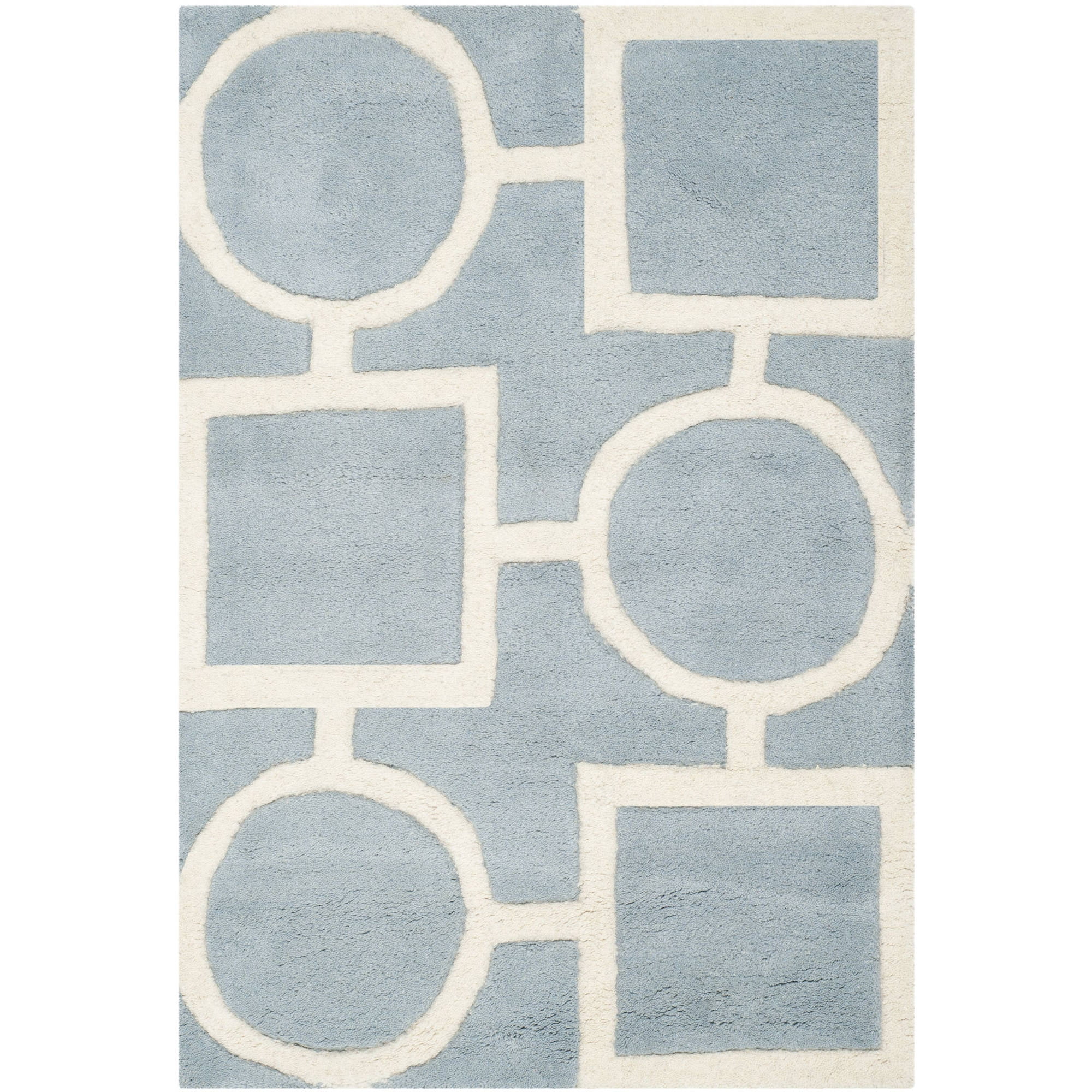 SAFAVIEH Chatham Francis Geometric Shapes Wool Area Rug, Blue/Ivory, 2 ...