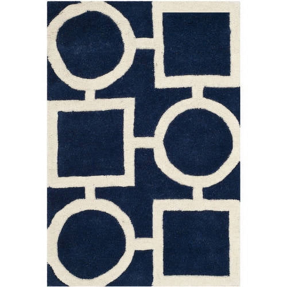SAFAVIEH Chatham Francis Geometric Wool Area Rug, Dark Blue/Ivory, 3' x ...
