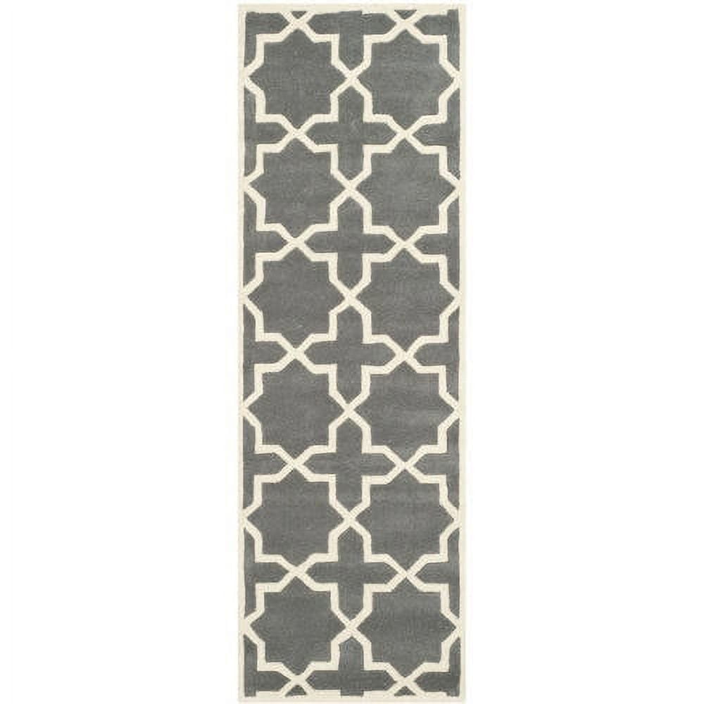 SAFAVIEH Chatham Giovanni Geometric Wool Runner Rug, Dark Grey/Ivory, 2 ...