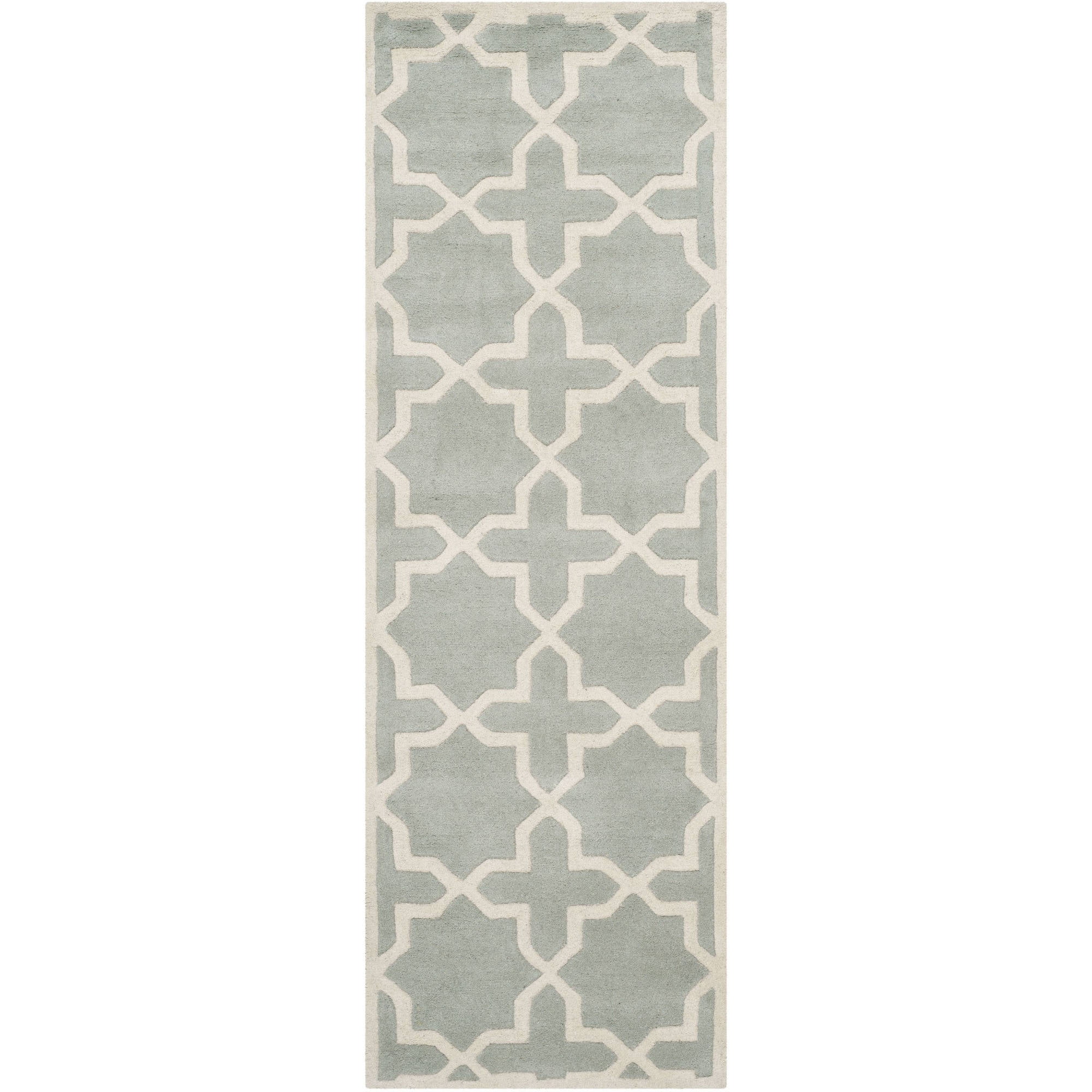 SAFAVIEH Chatham Giovanni Geometric Wool Runner Rug, Grey/Ivory, 2'3" x ...