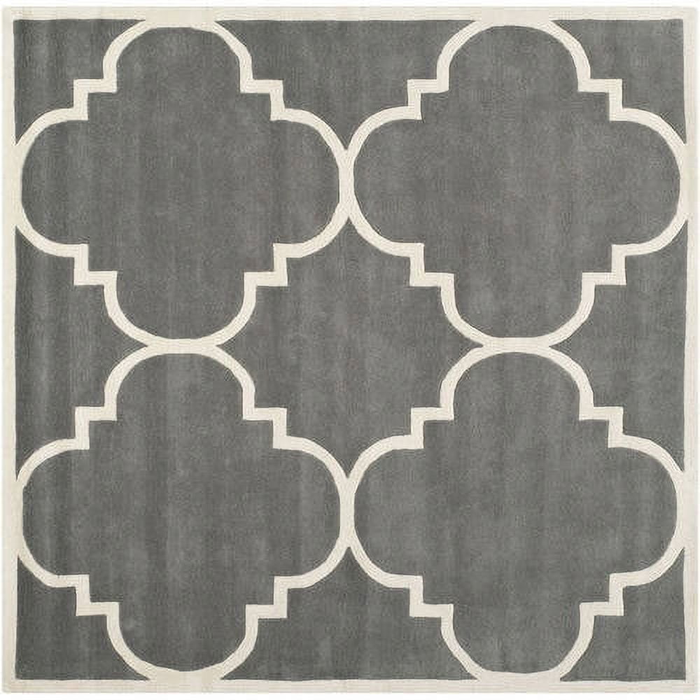 SAFAVIEH Chatham Hayden Geometric Wool Area Rug, Dark Grey/Ivory, 5' x ...