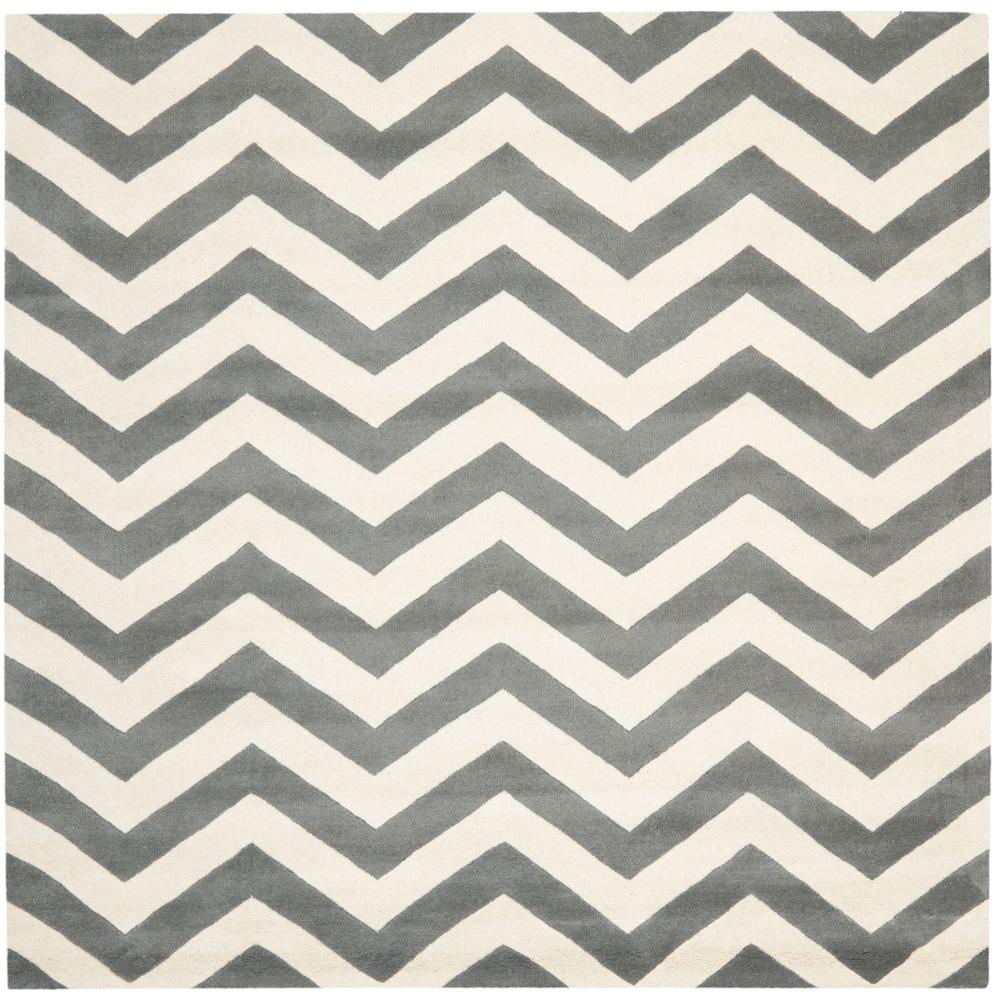 SAFAVIEH Chatham Jake Geometric Wool Area Rug, Dark Grey/Ivory, 5' x 5 ...