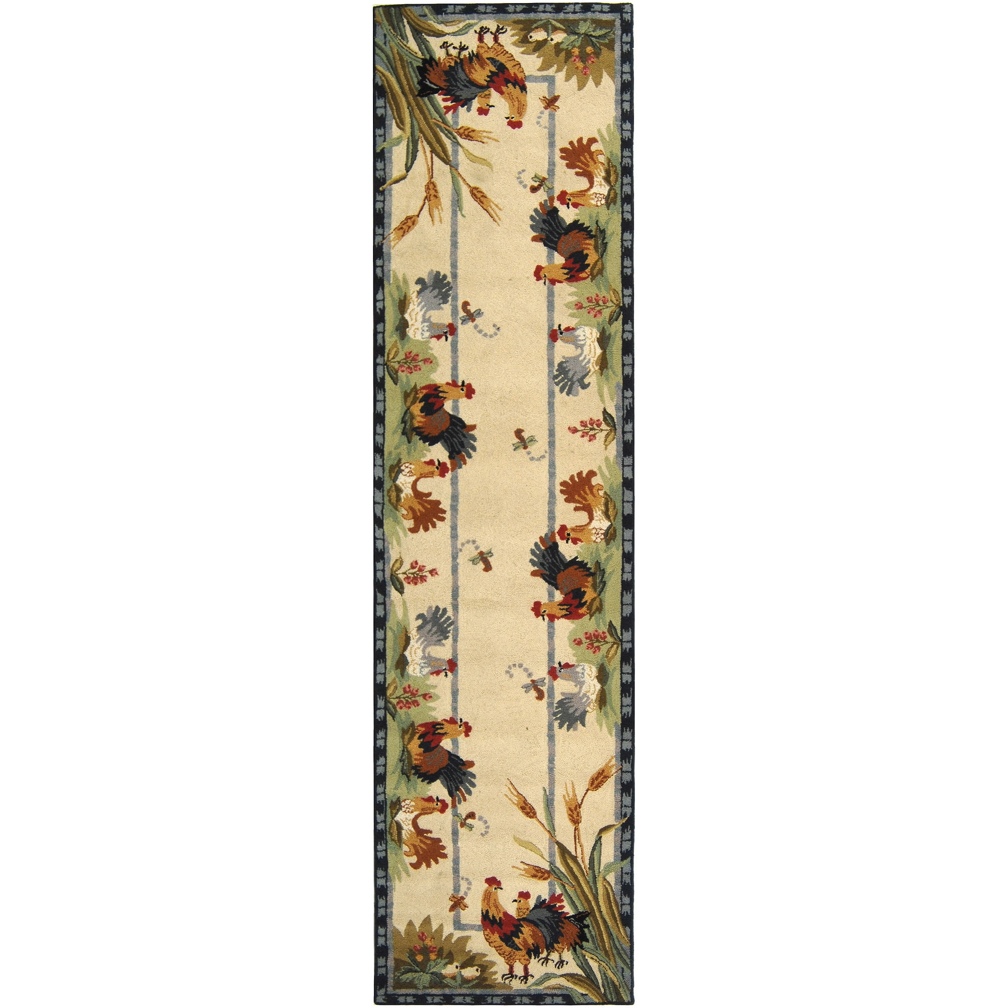 SAFAVIEH Chelsea Benedict Floral Wool Runner Rug, Ivory/Gold, 2'6" x 12 ...