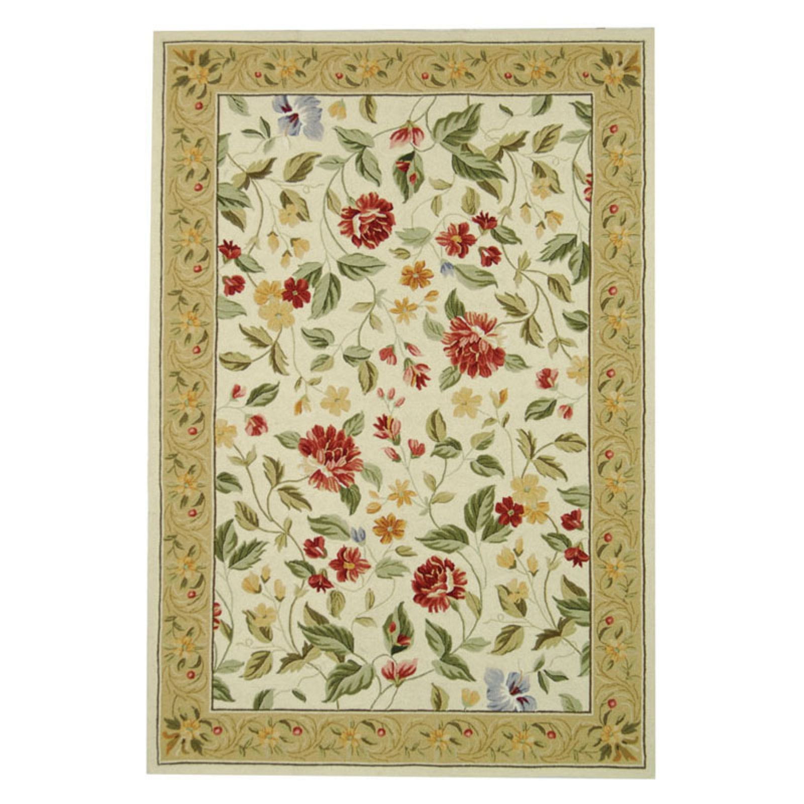 SAFAVIEH Chelsea Bosworth Floral Wool Area Rug, Ivory/Beige, 3'9" x 5'9 ...