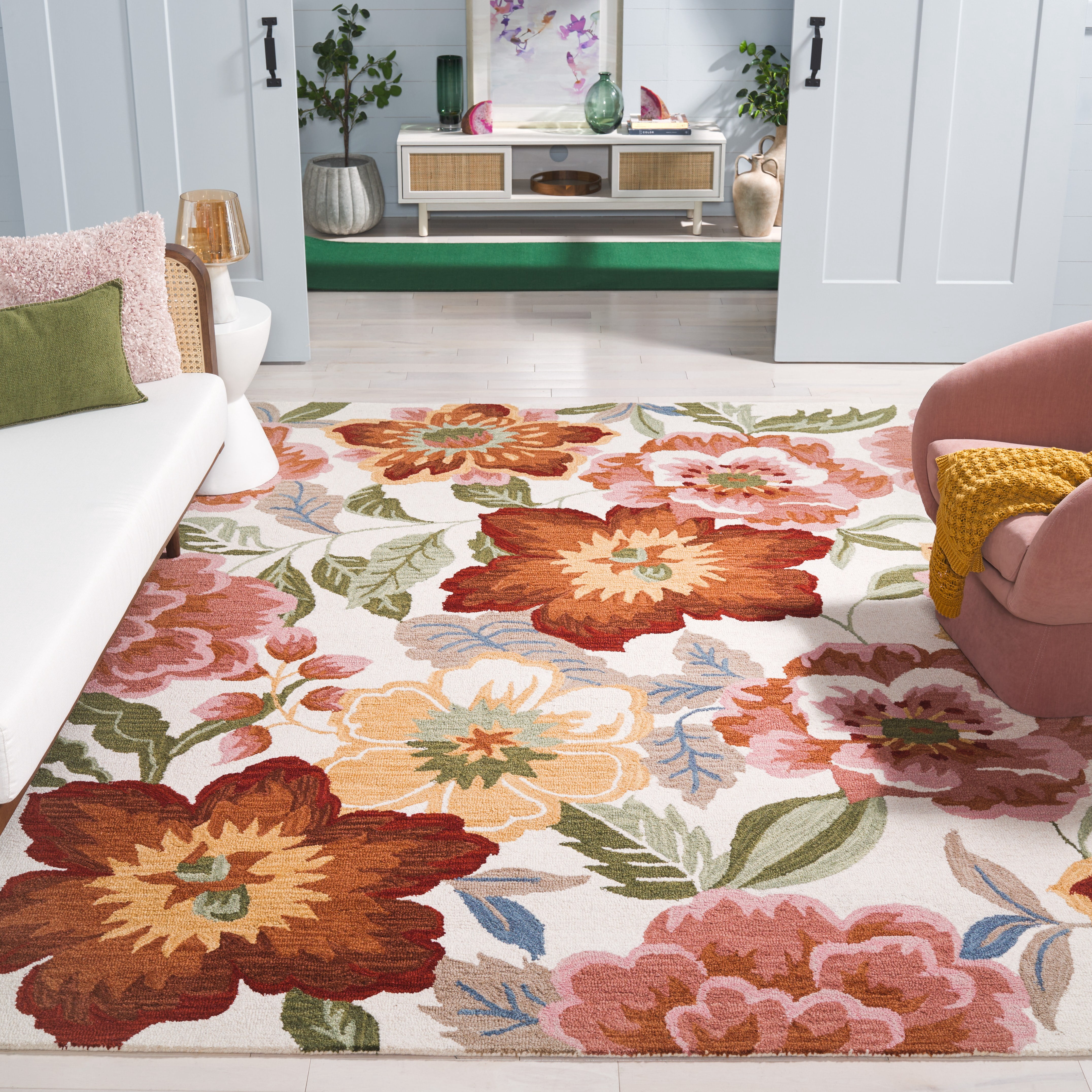 Safavieh Chelsea Caryn Floral Area Rug, Ivory/Pink, 8' x 10' - Walmart.com