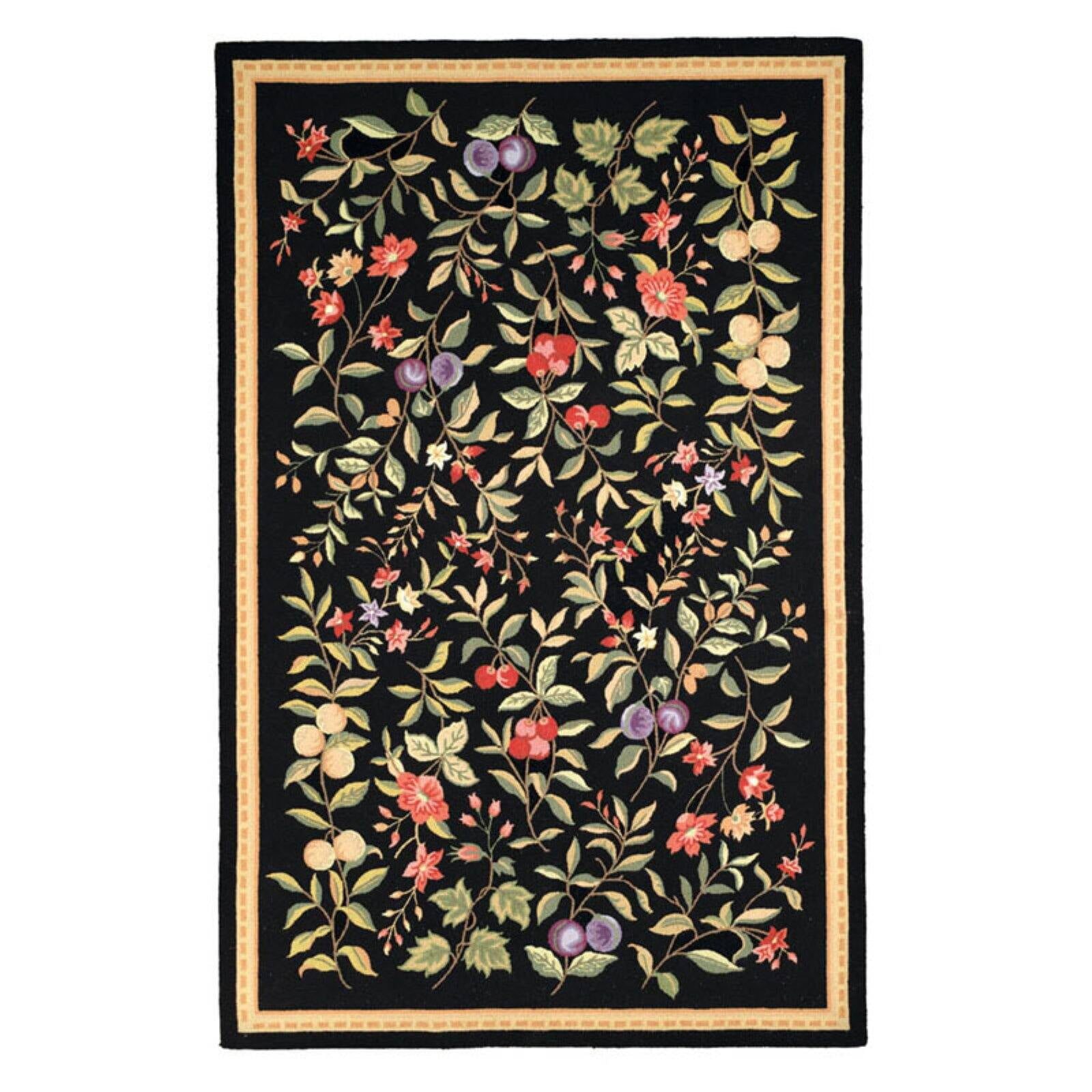 SAFAVIEH Chelsea Dania Floral Wool Area Rug, Black, 7'9" x 9'9 ...