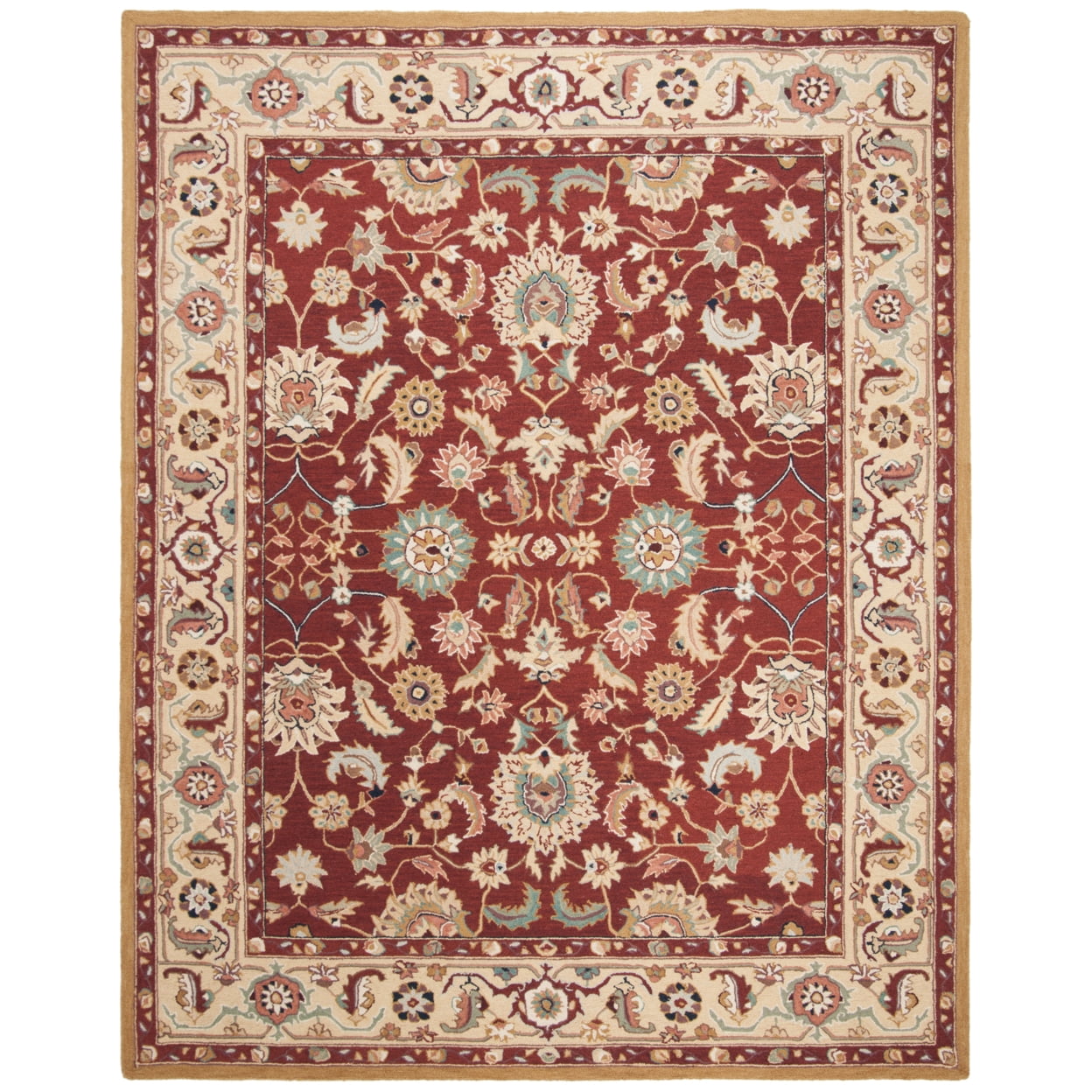 SAFAVIEH Chelsea Daragh Traditional Wool Area Rug, Red/Ivory, 8'9" x 11 ...