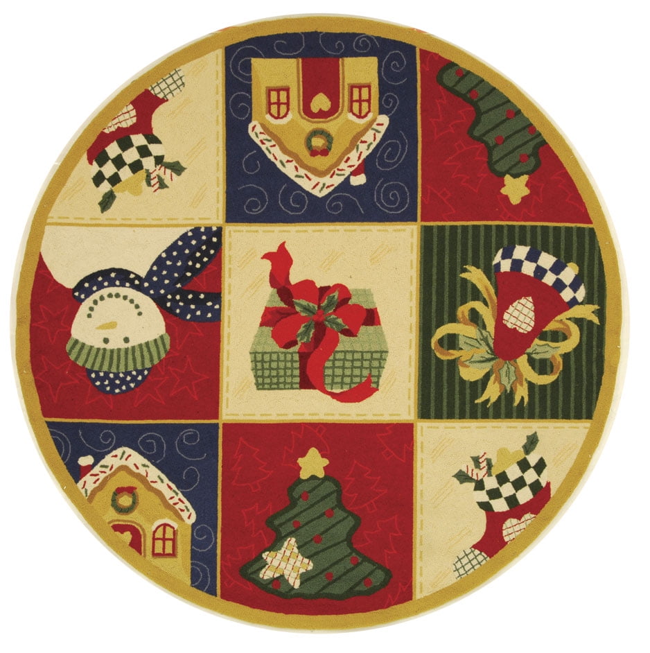 SAFAVIEH Chelsea Dean Geometric Wool Area Rug, White/Multi, 3' x 3 ...