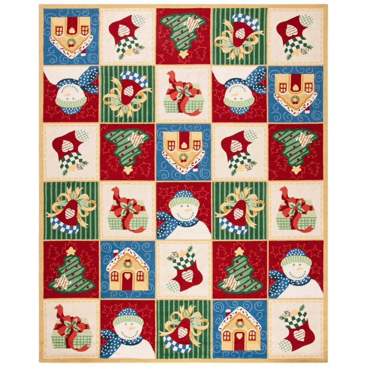 SAFAVIEH Chelsea Dean Geometric Wool Area Rug, White/Multi, 3' x 5 ...