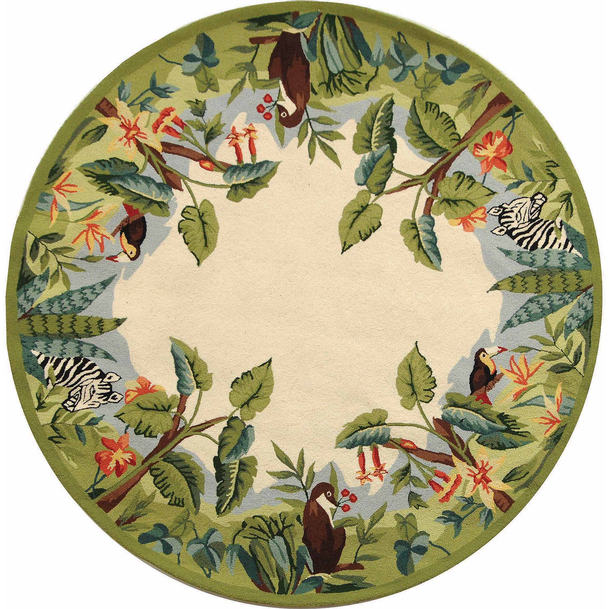 SAFAVIEH Chelsea Deloris Animal Lovers Wool Area Rug, Beige/Green, 4' x ...