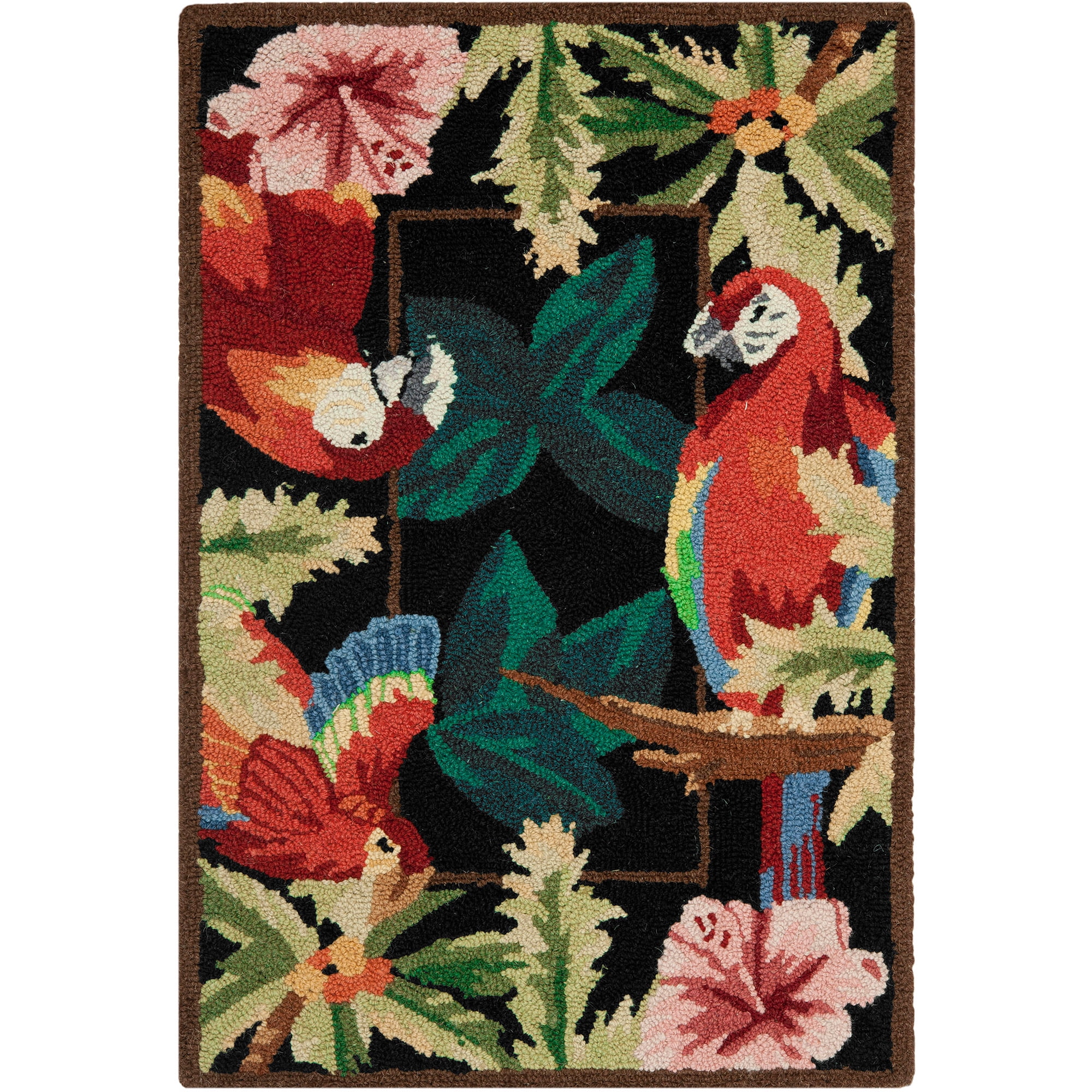 SAFAVIEH Chelsea Dewayne Parrot Lovers Wool Area Rug, Black, 1'8" x 2'6 ...