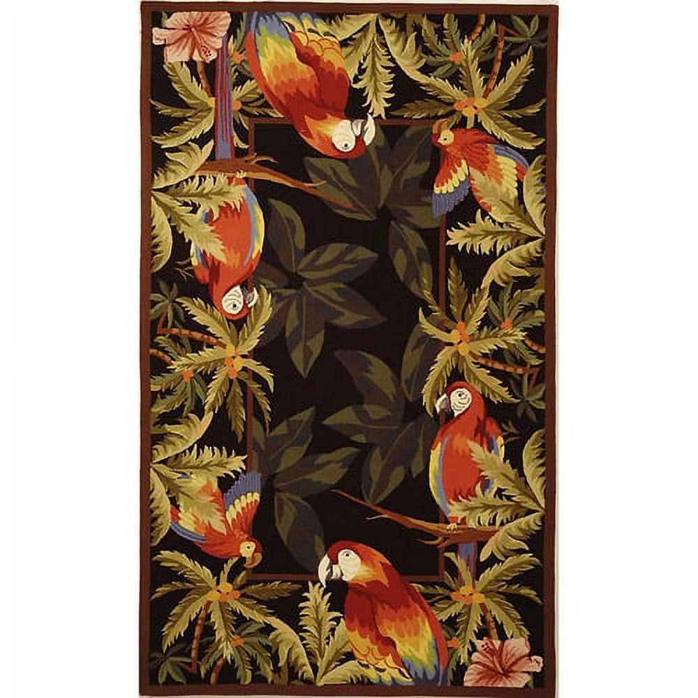 SAFAVIEH Chelsea Dewayne Parrot Lovers Wool Area Rug, Black, 5'6" x 5'6 ...