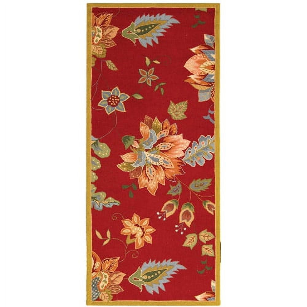 SAFAVIEH Chelsea Emmet Floral Wool Runner Rug, Red, 2'6" x 10 ...