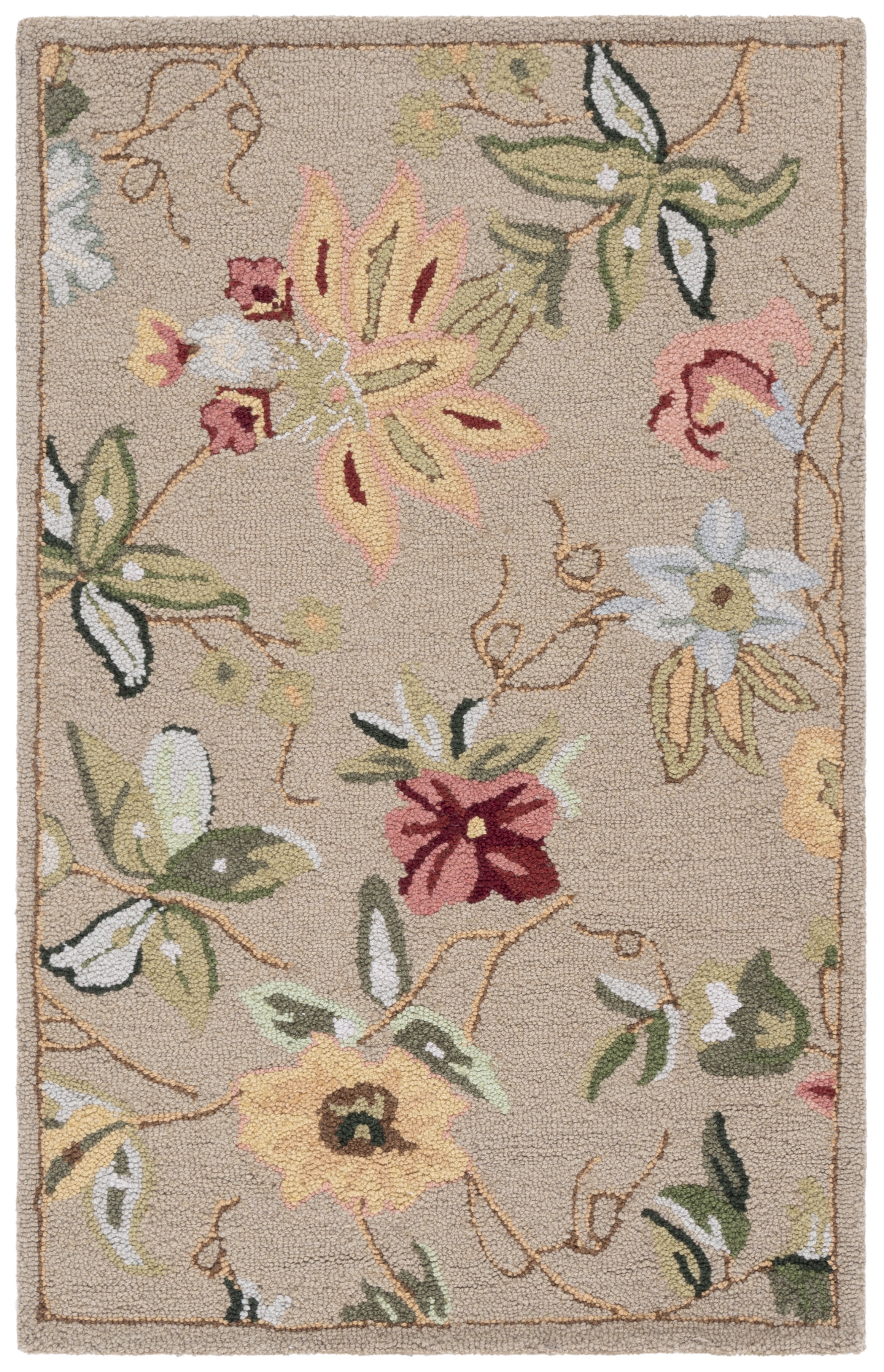 SAFAVIEH Chelsea Gisselle Bordered Wool Area Rug, Beige, 2'9" x 4'9 ...