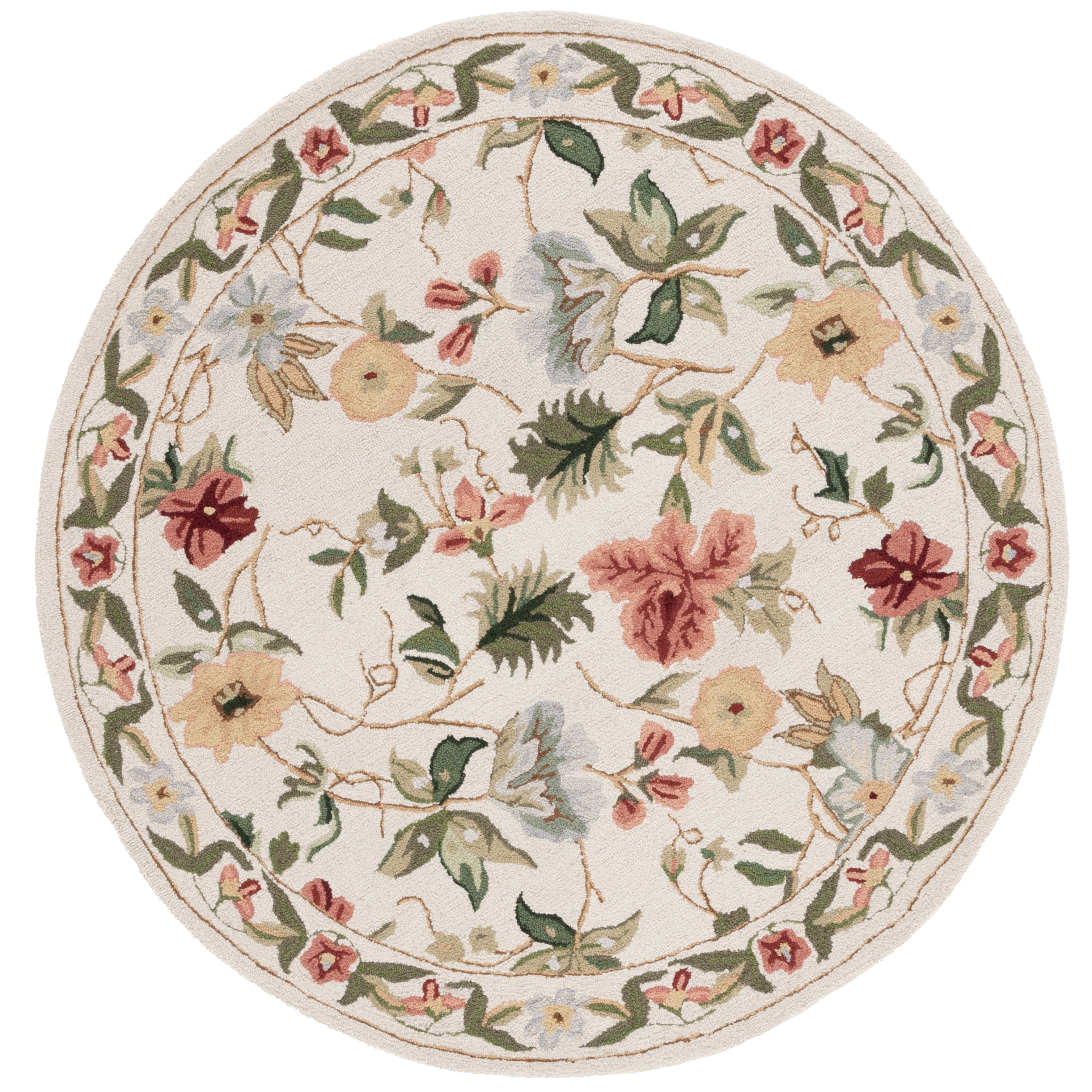 SAFAVIEH Chelsea Gisselle Bordered Wool Area Rug, Ivory, 5'6" x 5'6 ...