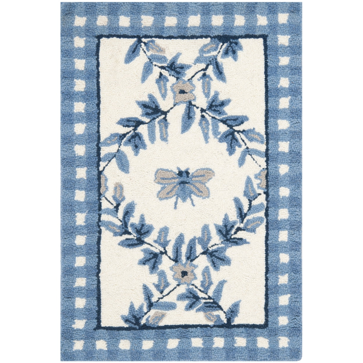 SAFAVIEH Chelsea HK55D Hand-hooked Ivory / Blue Rug - Walmart.com