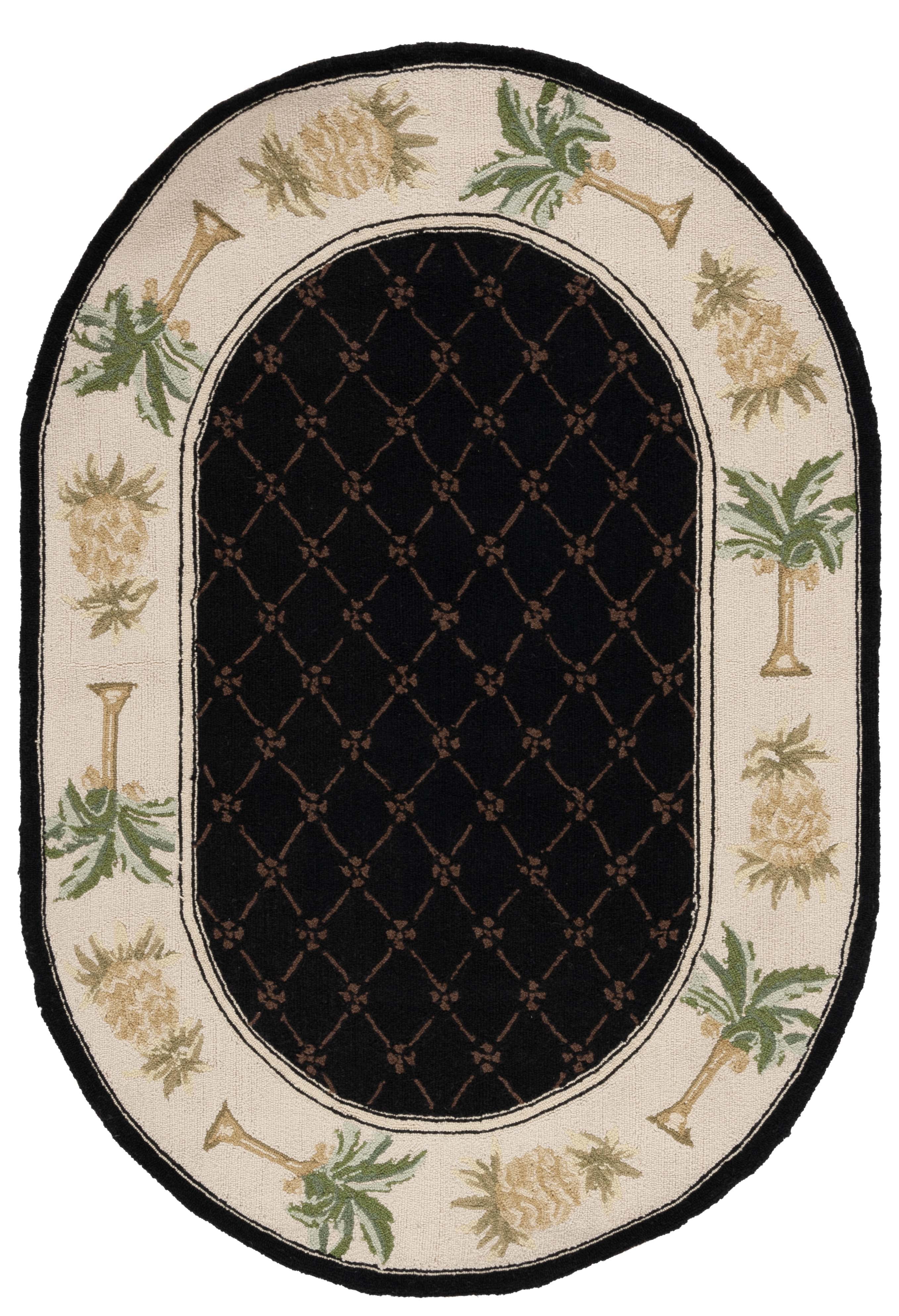 SAFAVIEH Chelsea Imani Palm Tree Pineapple Lovers Wool Area Rug, Black ...