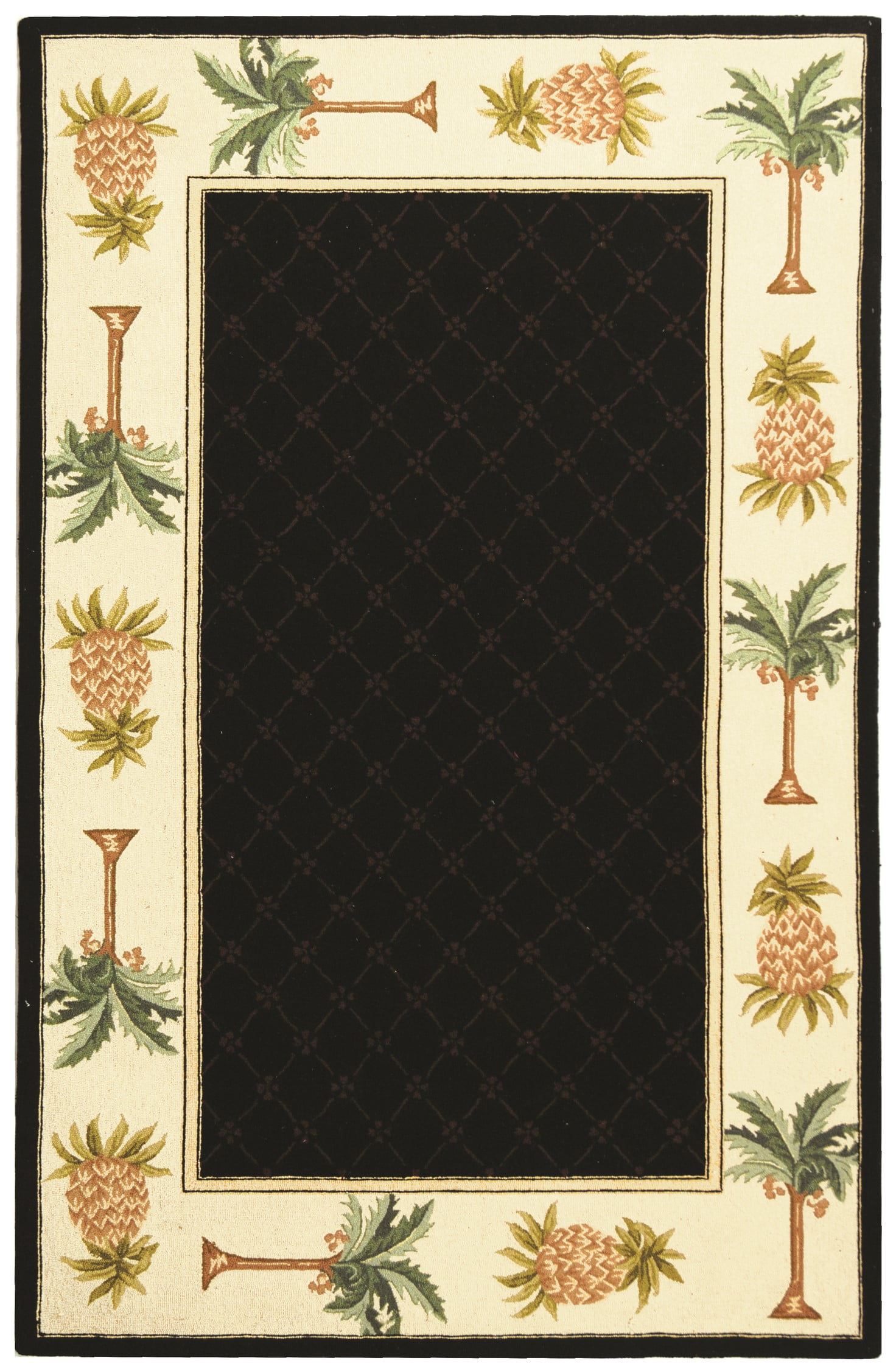 SAFAVIEH Chelsea Imani Palm Tree Pineapple Lovers Wool Area Rug, Black ...