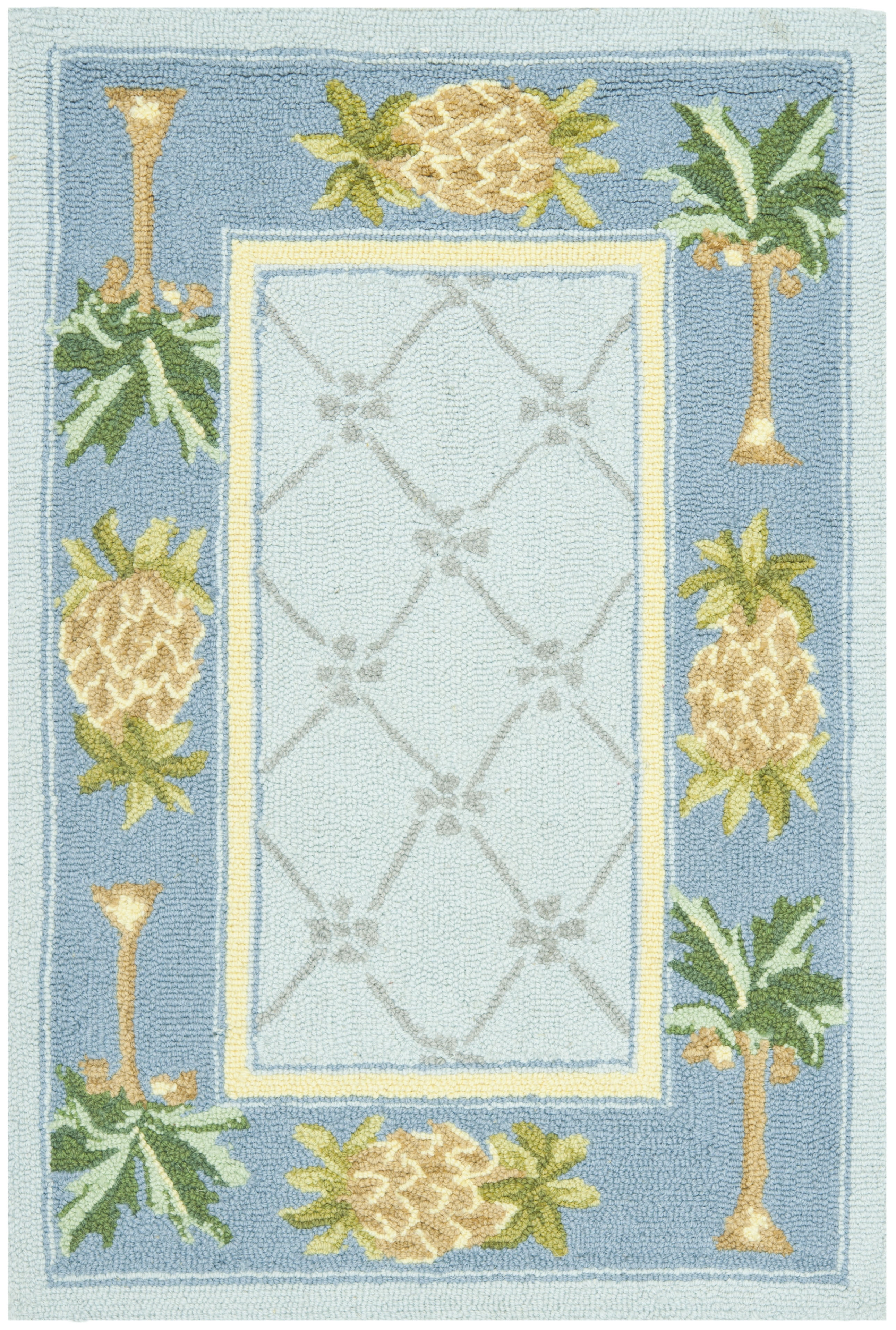 SAFAVIEH Chelsea Imani Palm Tree Pineapple Lovers Wool Area Rug, Light ...